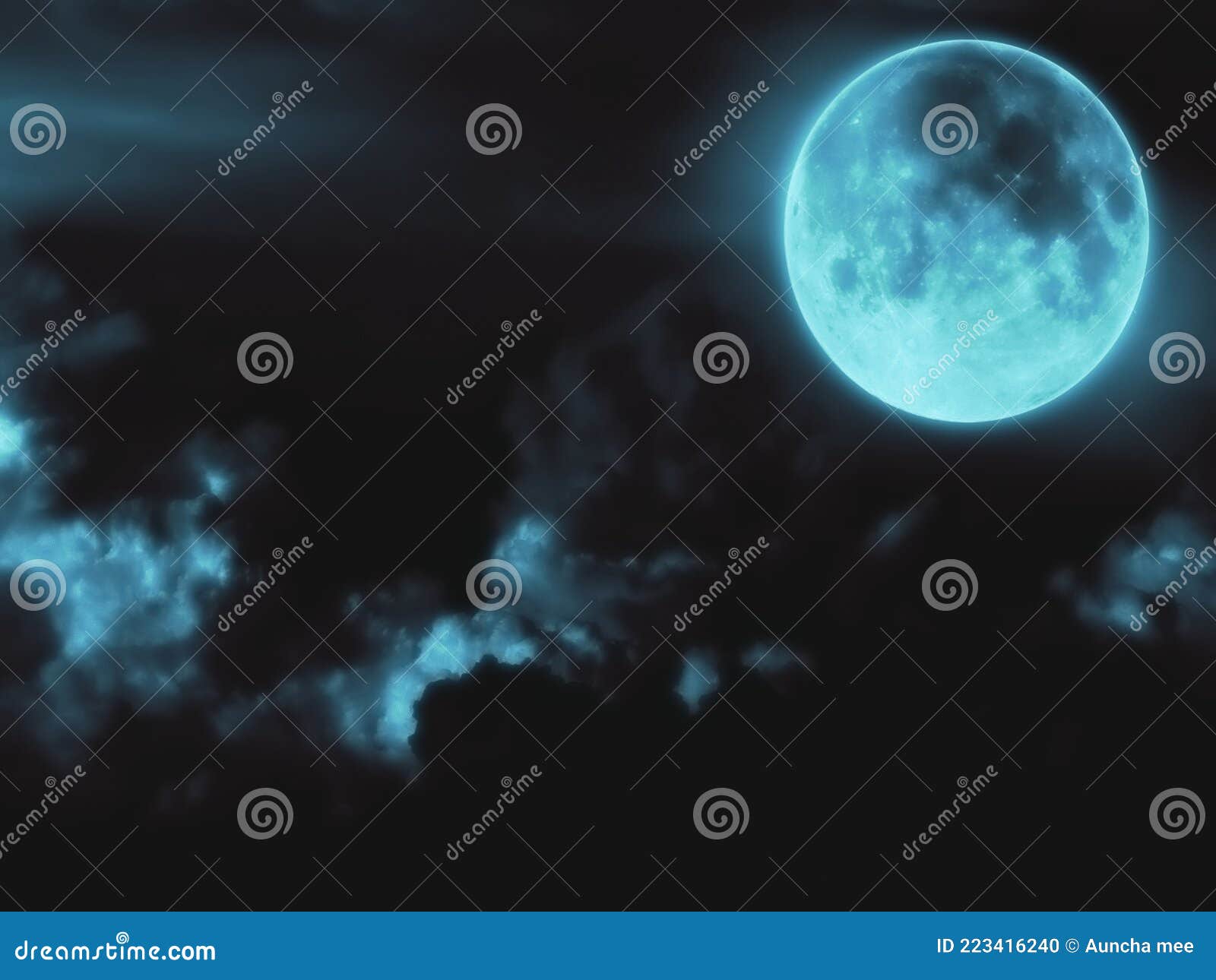 The Moon in the Night Sky in Clouds . Image Stock Photo - Image of ...