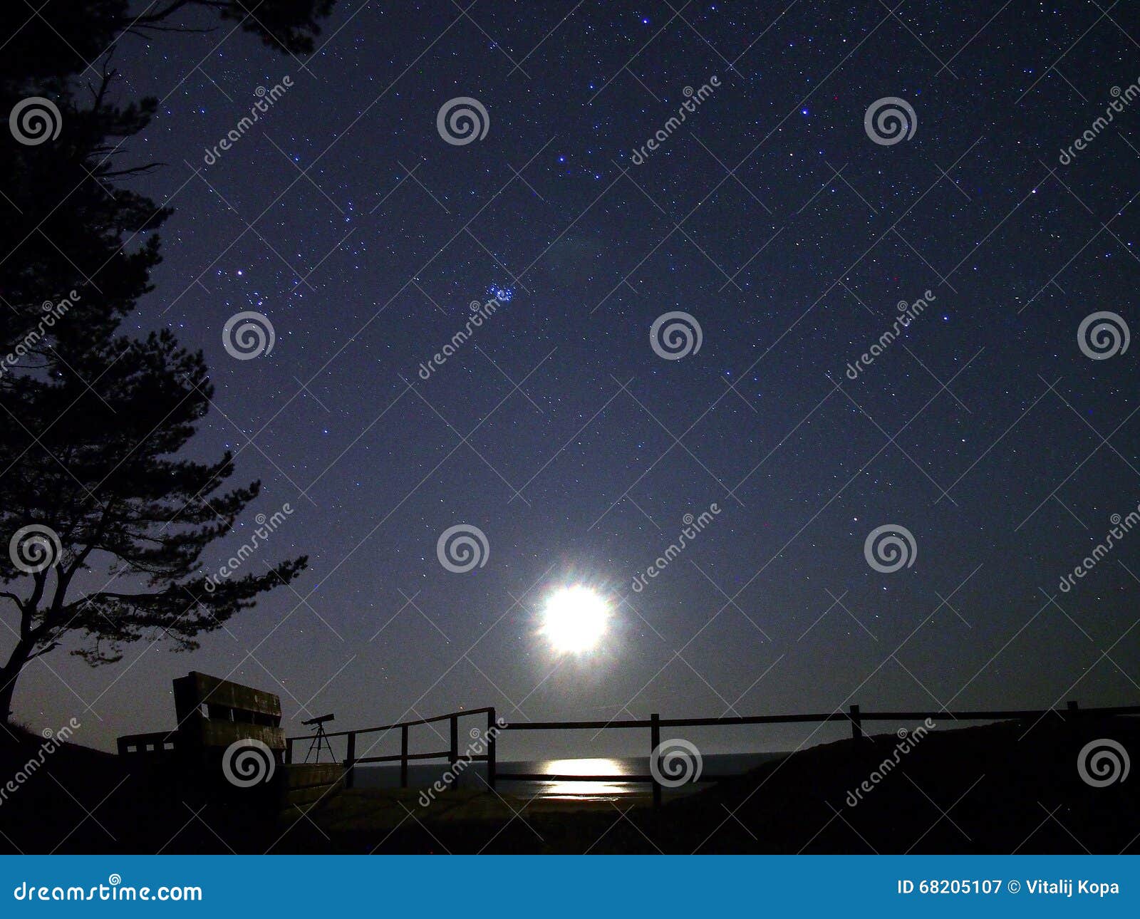 Moon Light and Stars Observing Stock Image - Image of universe ...