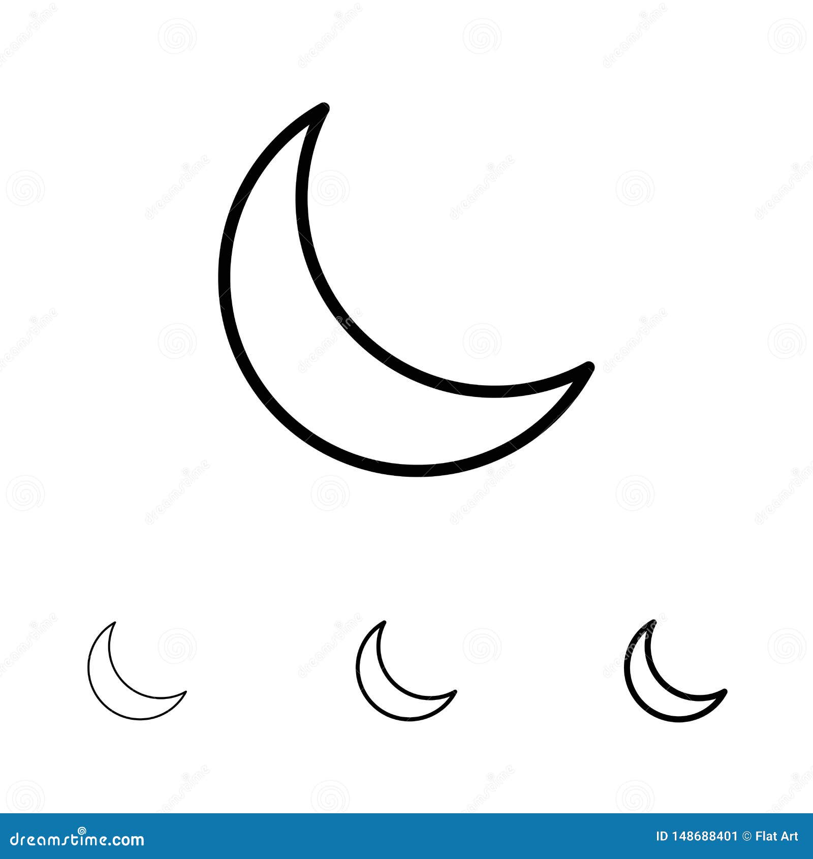 Moon, Night, Sleep, Natural Bold and Thin Black Line Icon Set Stock ...