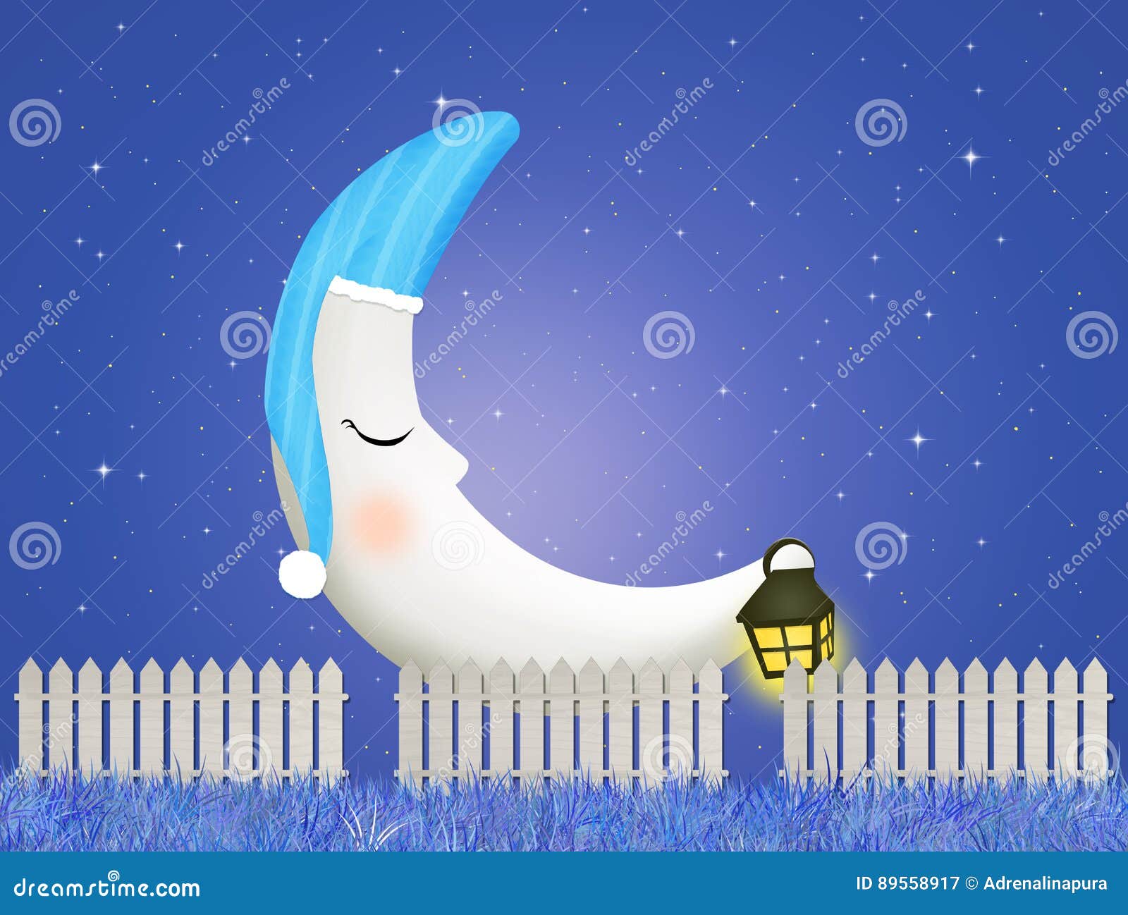 Moon with nightcap stock illustration. Illustration of cartoon - 89558917