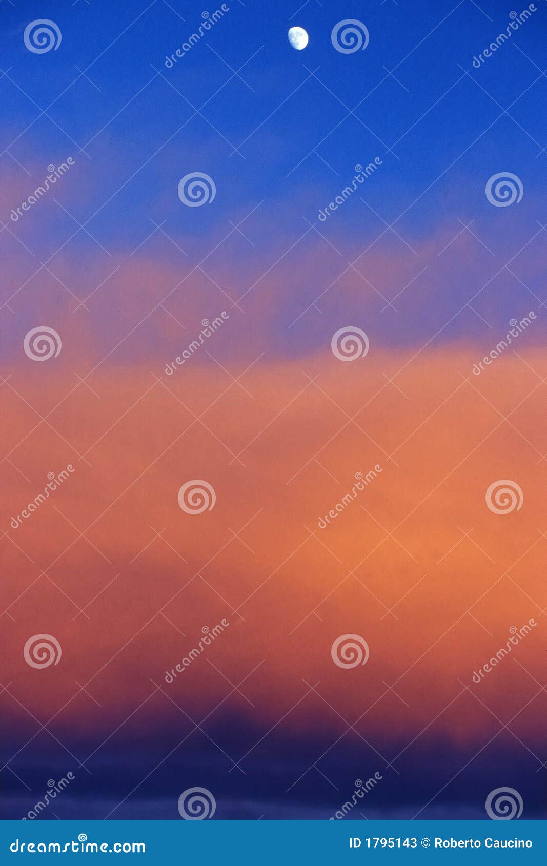 Moon on orange clouds stock image. Image of orange, sunset - 1795143