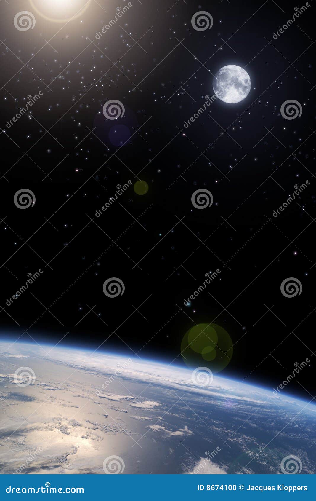 The Moon in Orbit Around the Earth Stock Illustration - Illustration of ...