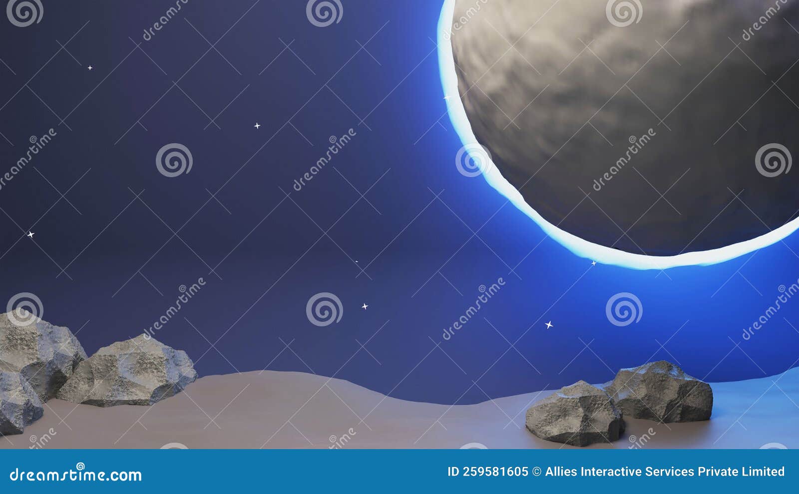 Moon Outer Space Background with Stones in Blue and Gray Stock ...