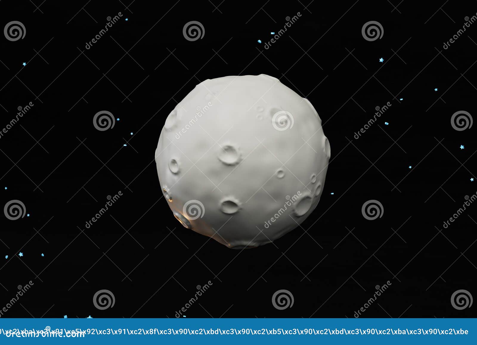 The Moon in Outer Space among the Stars. 3D Render Stock Illustration ...