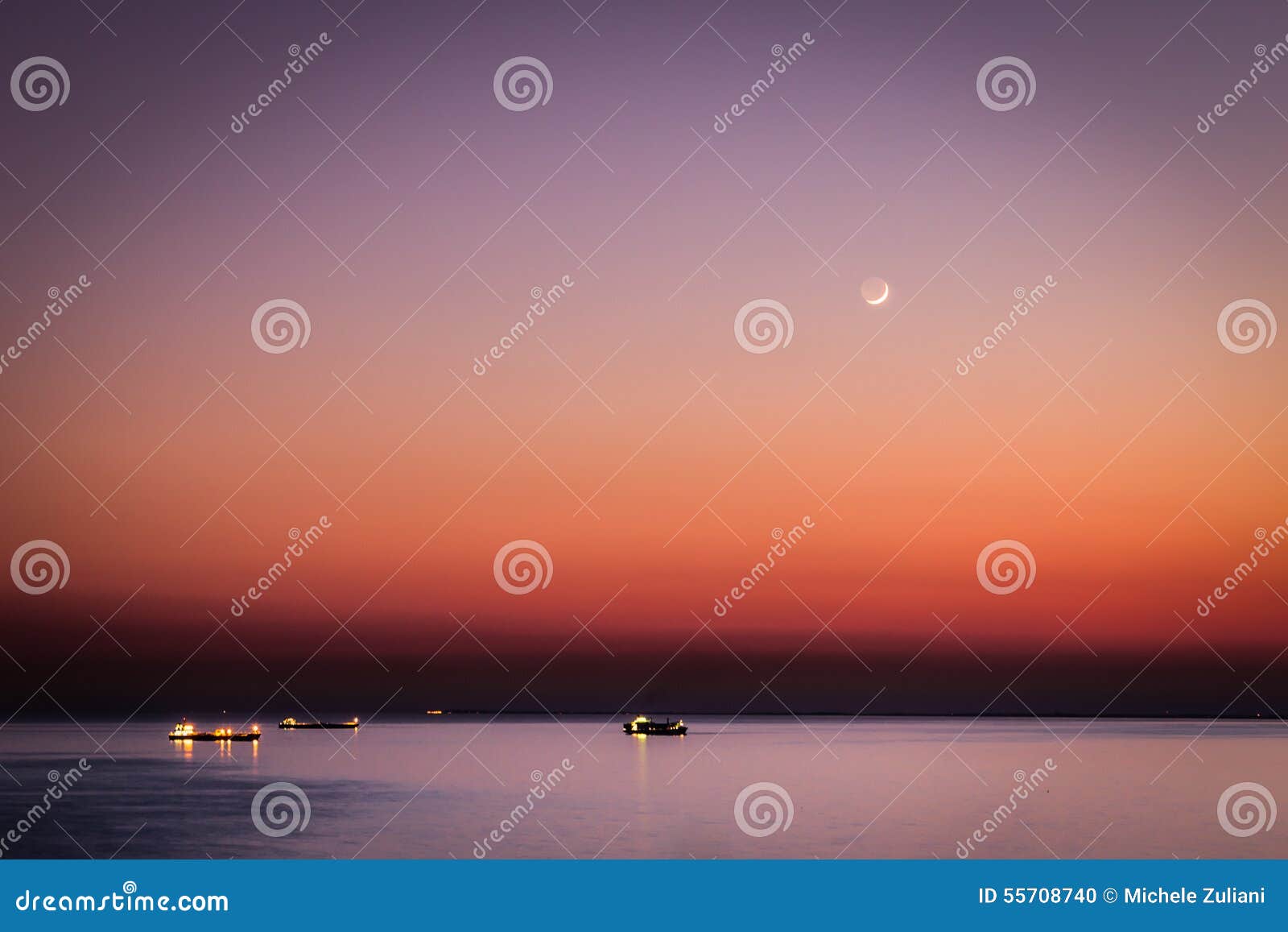 Moon over the boats stock photo. Image of ship, dark - 55708740