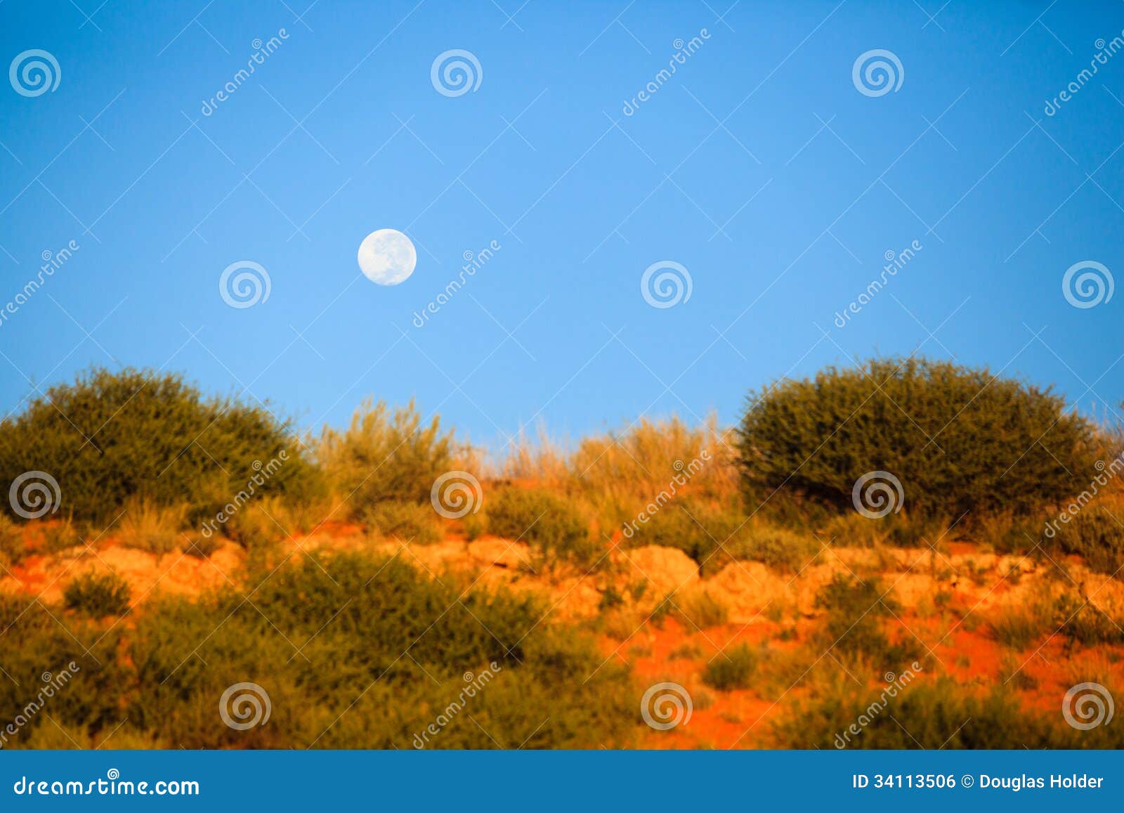 Moon over the desert stock photo. Image of rise, kgalagadi - 34113506