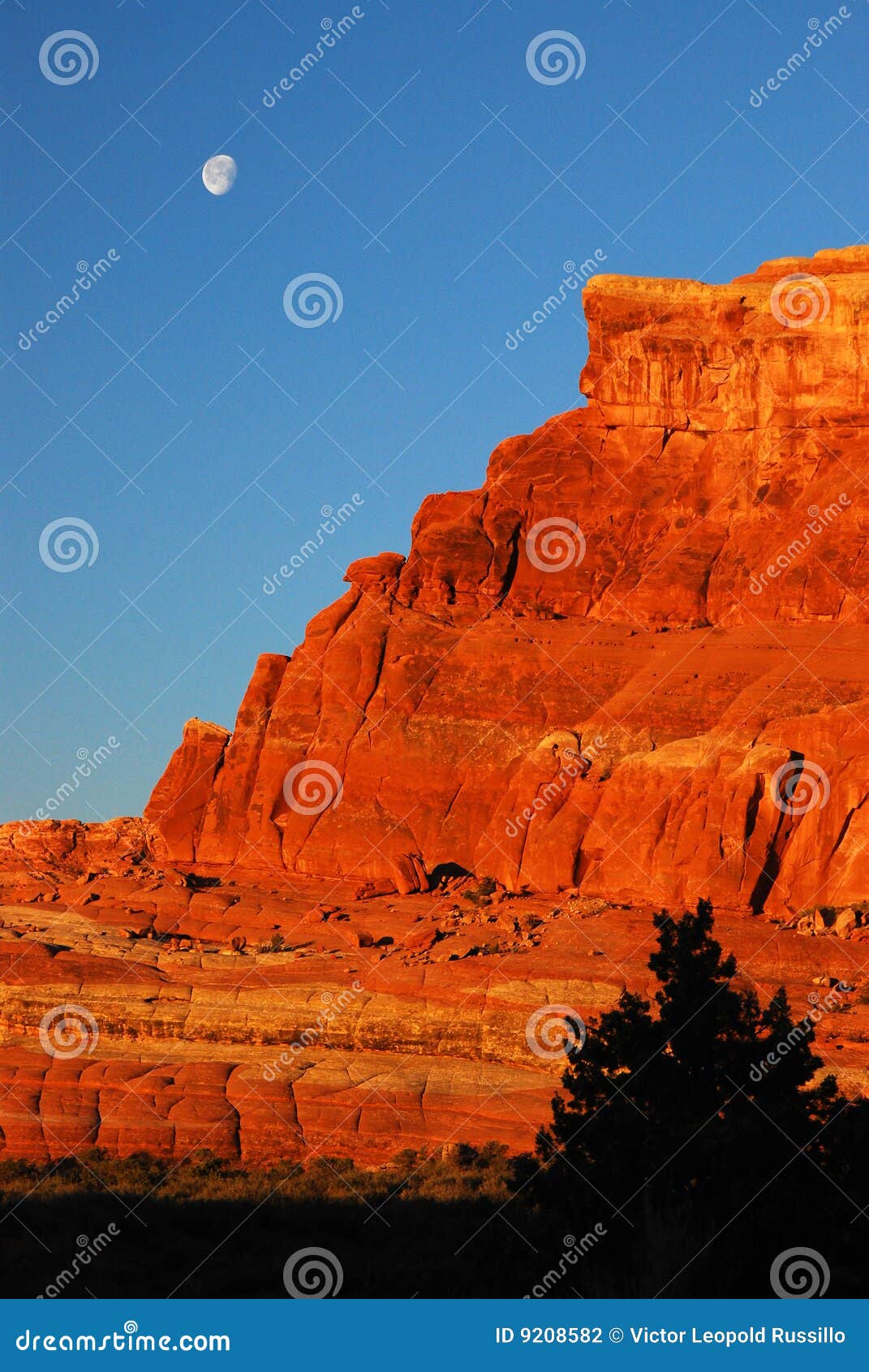 Moon Over Desert at Sunrise Stock Photo - Image of beauty, arches: 9208582