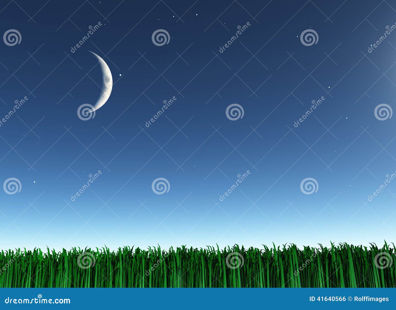 Moon over green landscape stock illustration. Illustration of altitude ...