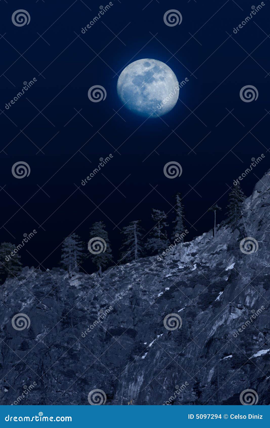 Moon over mountainside stock photo. Image of rocks, background - 5097294