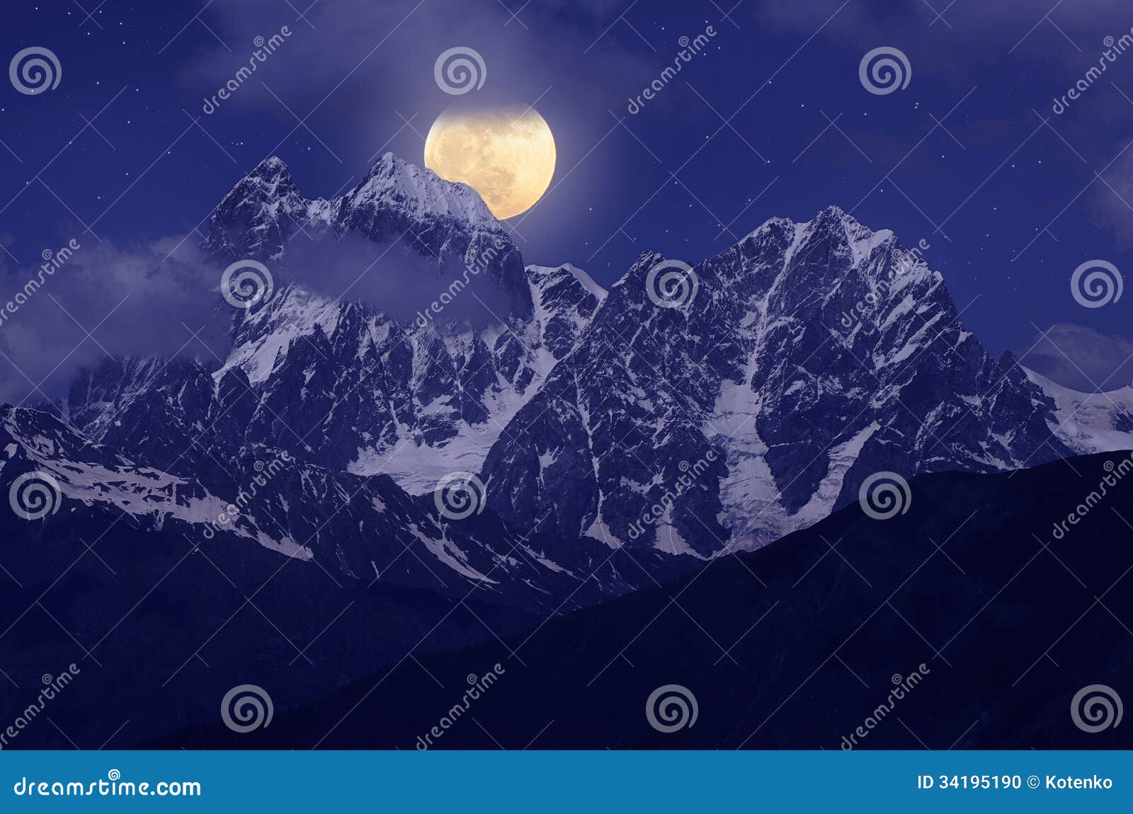 Moon over the hill stock photo. Image of dark, rock, clouds - 34195190