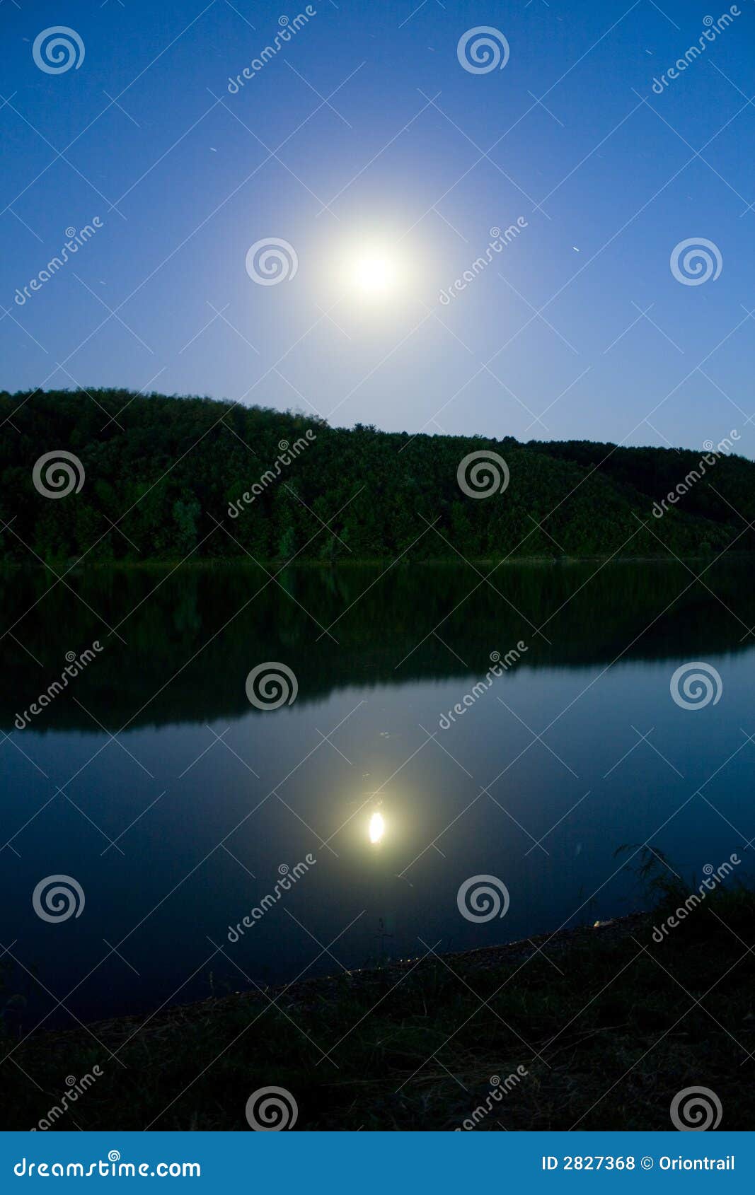Moon over the lake stock photo. Image of forest, island - 2827368