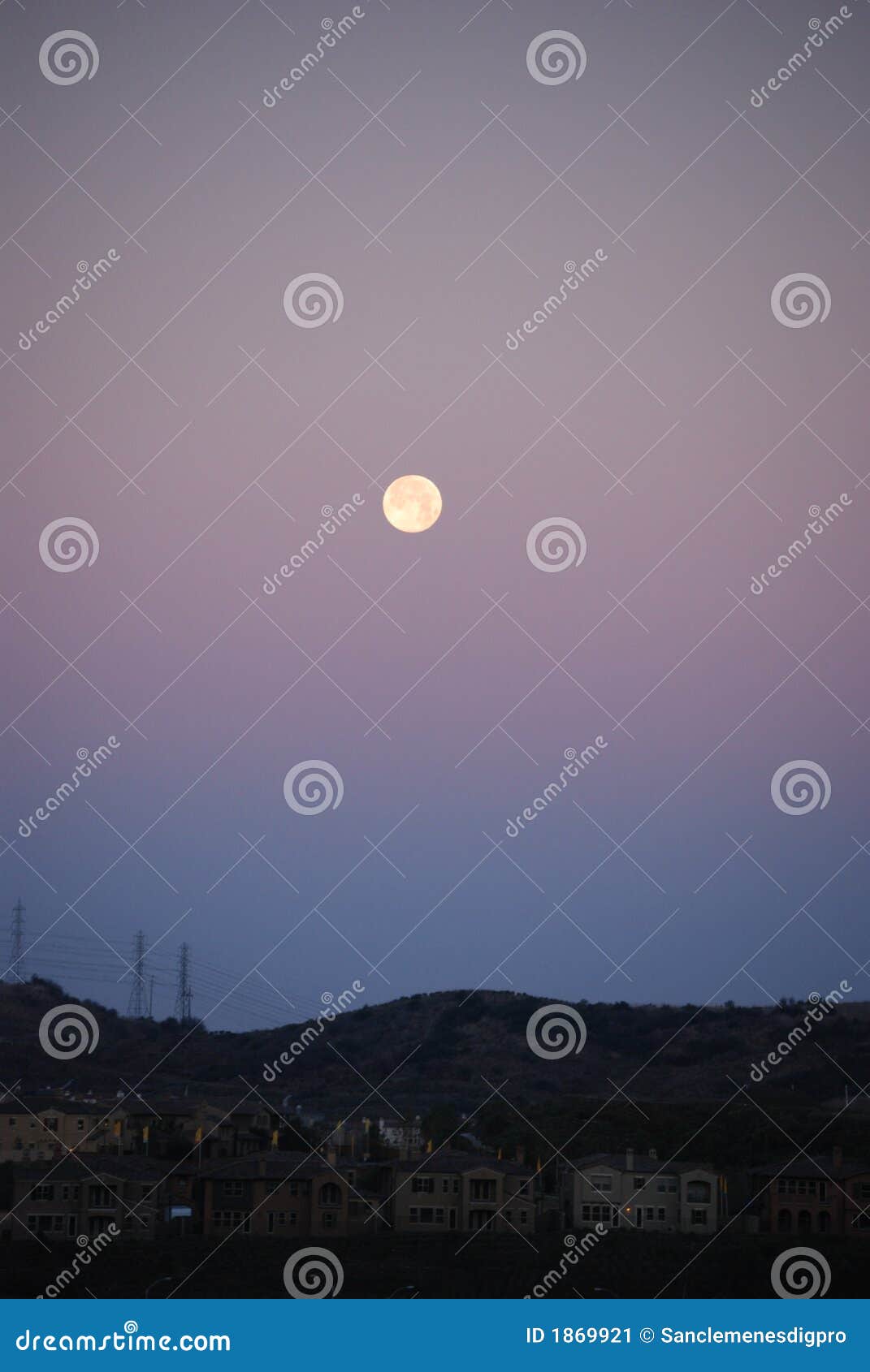 Moon over land stock image. Image of moon, high, homes - 1869921