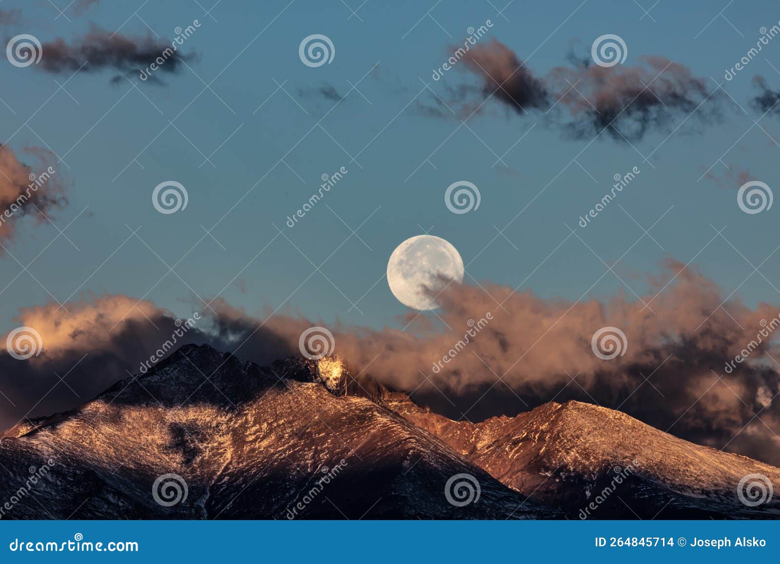 Moon Over Longs Peak, Colorado Stock Photo - Image of moon, peak: 264845714