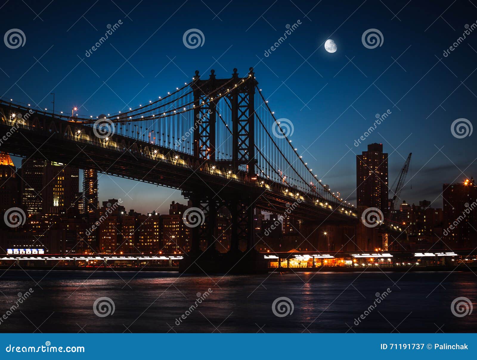 Moon over Manhattan stock image. Image of skyline, design - 71191737