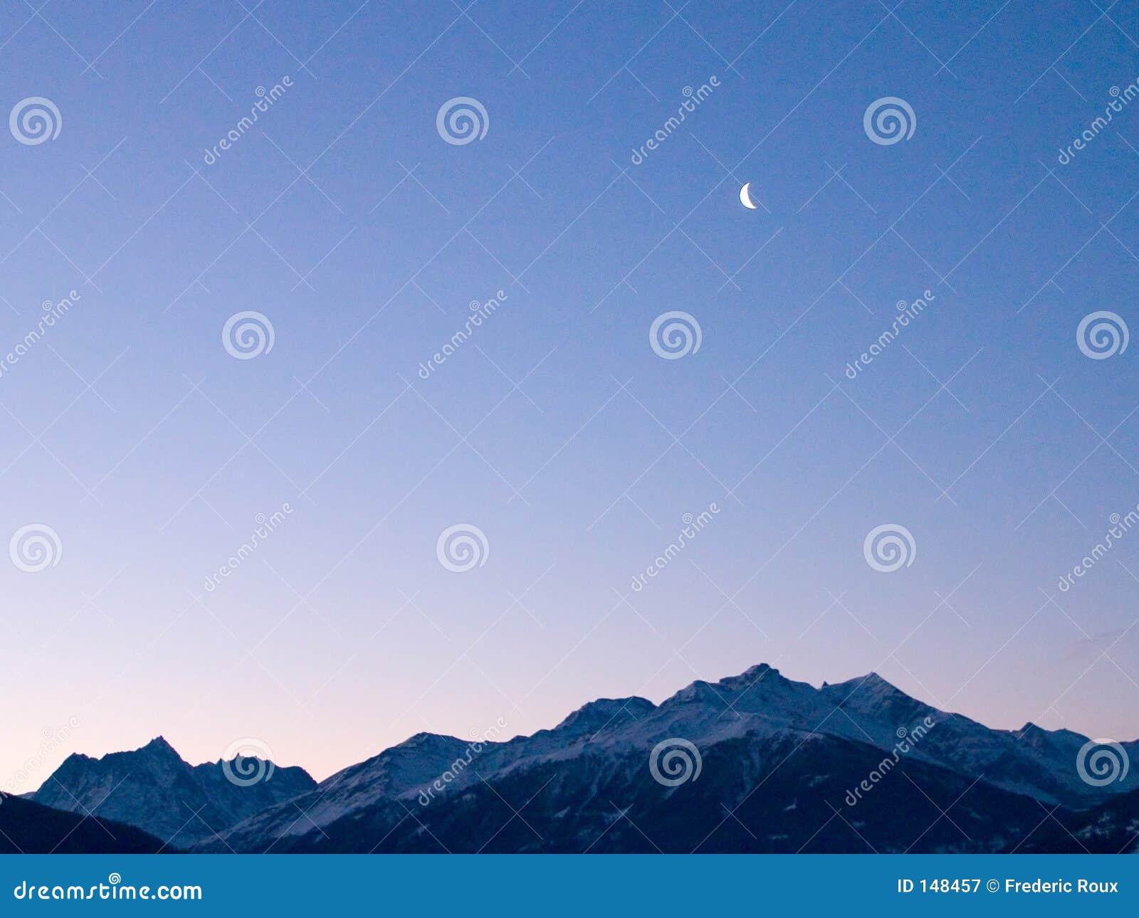 The Moon Over the Mountains Stock Image - Image of atmosphere, night ...