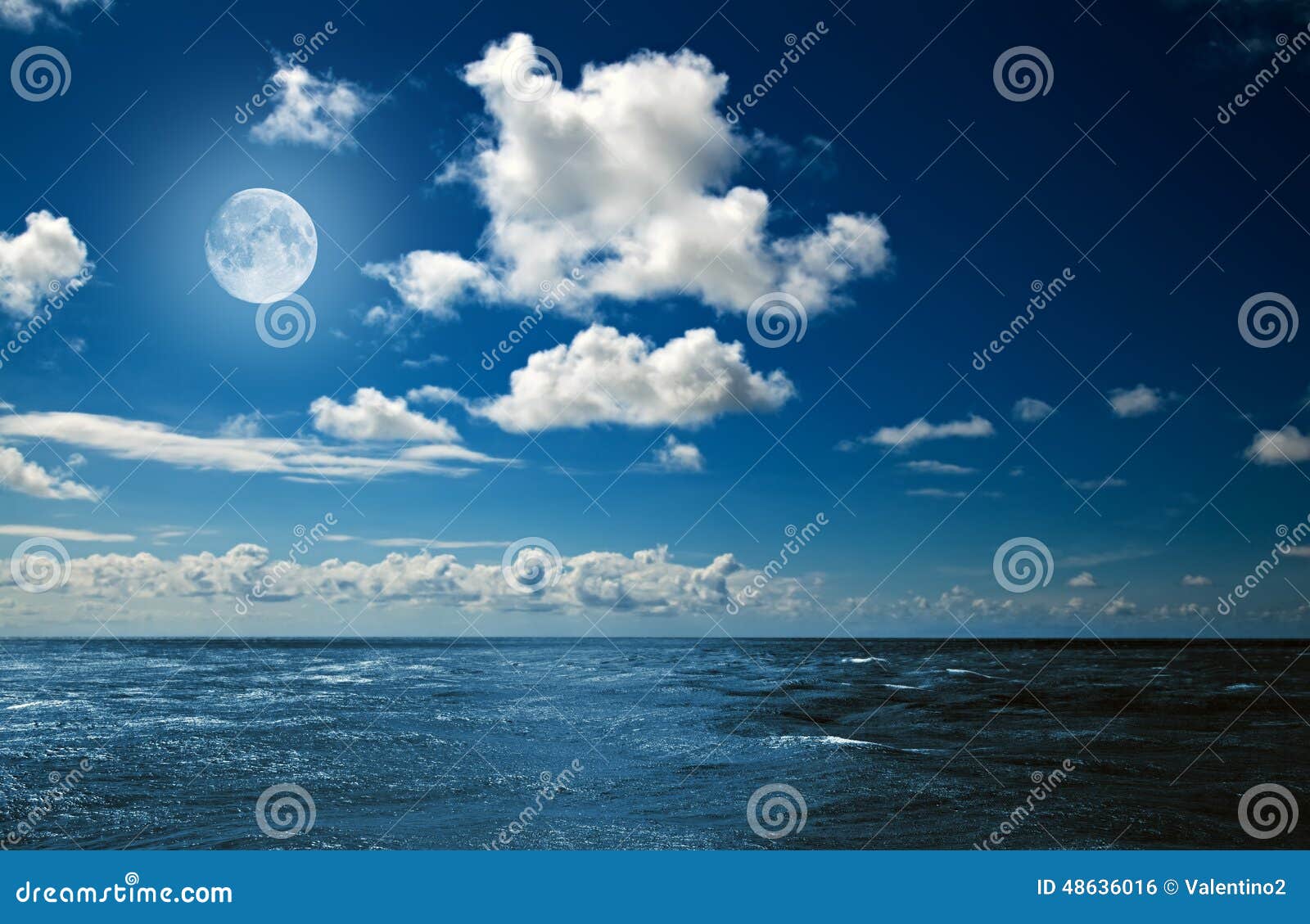 Moon over the ocean stock photo. Image of nature, peaceful - 48636016
