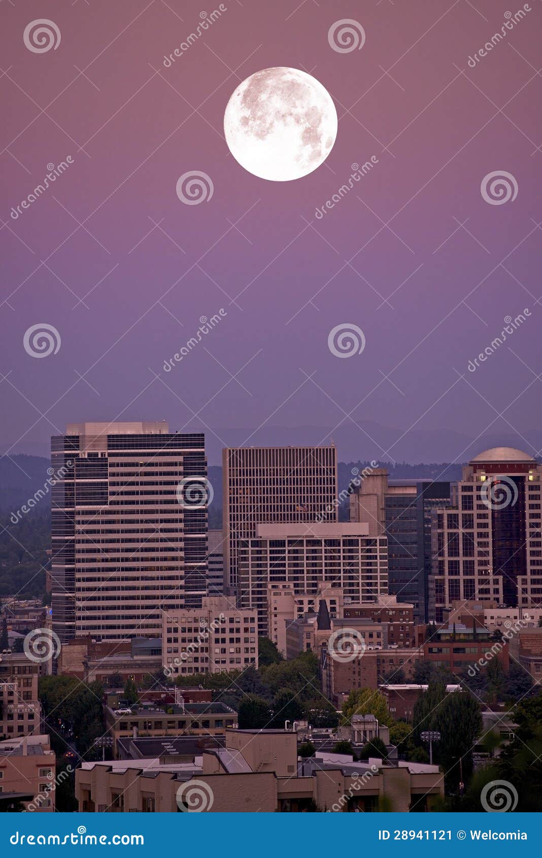 Moon Over Portland stock image. Image of live, scenery - 28941121