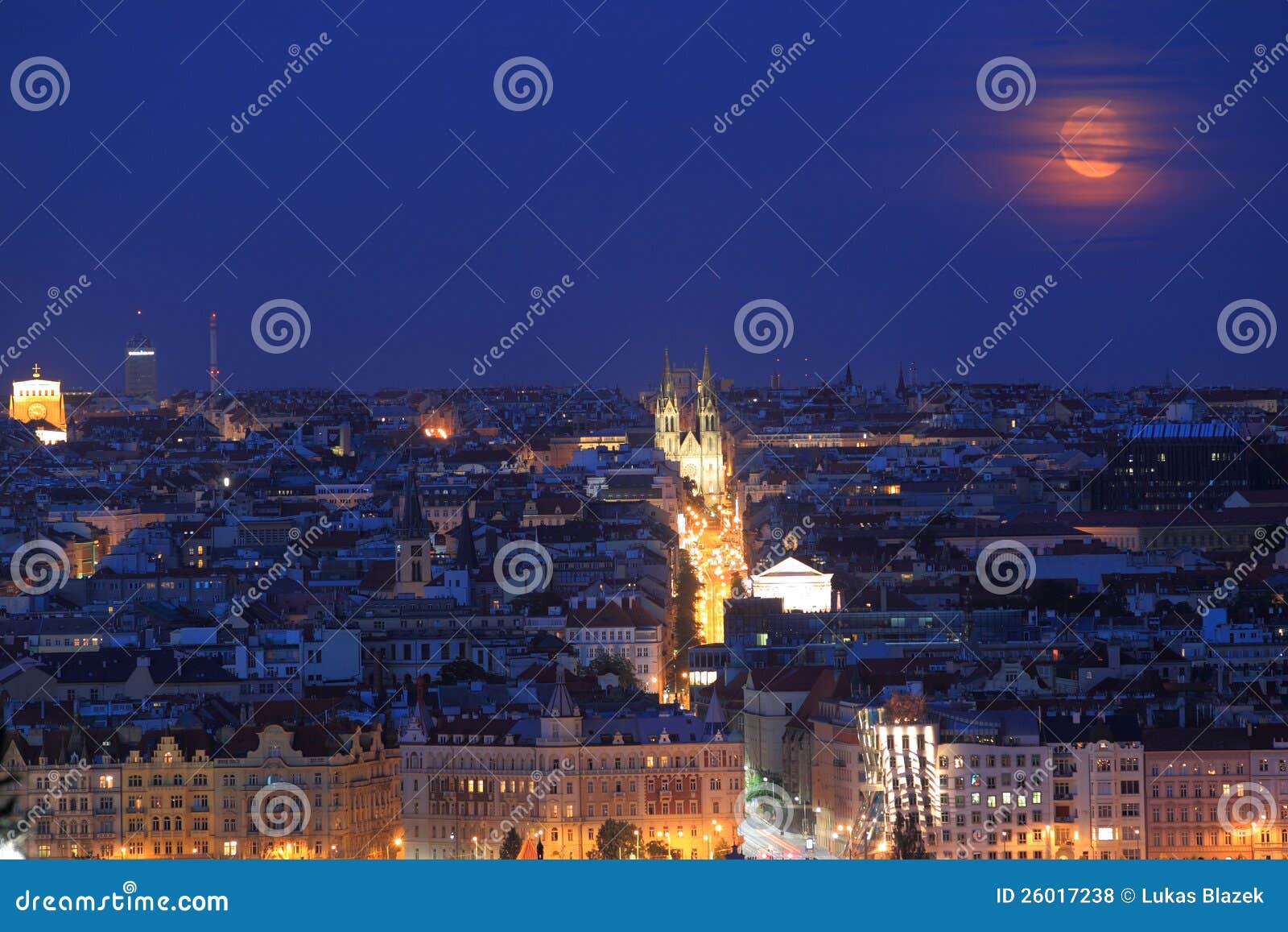 Moon over Prague stock photo. Image of dancing, cathedral - 26017238