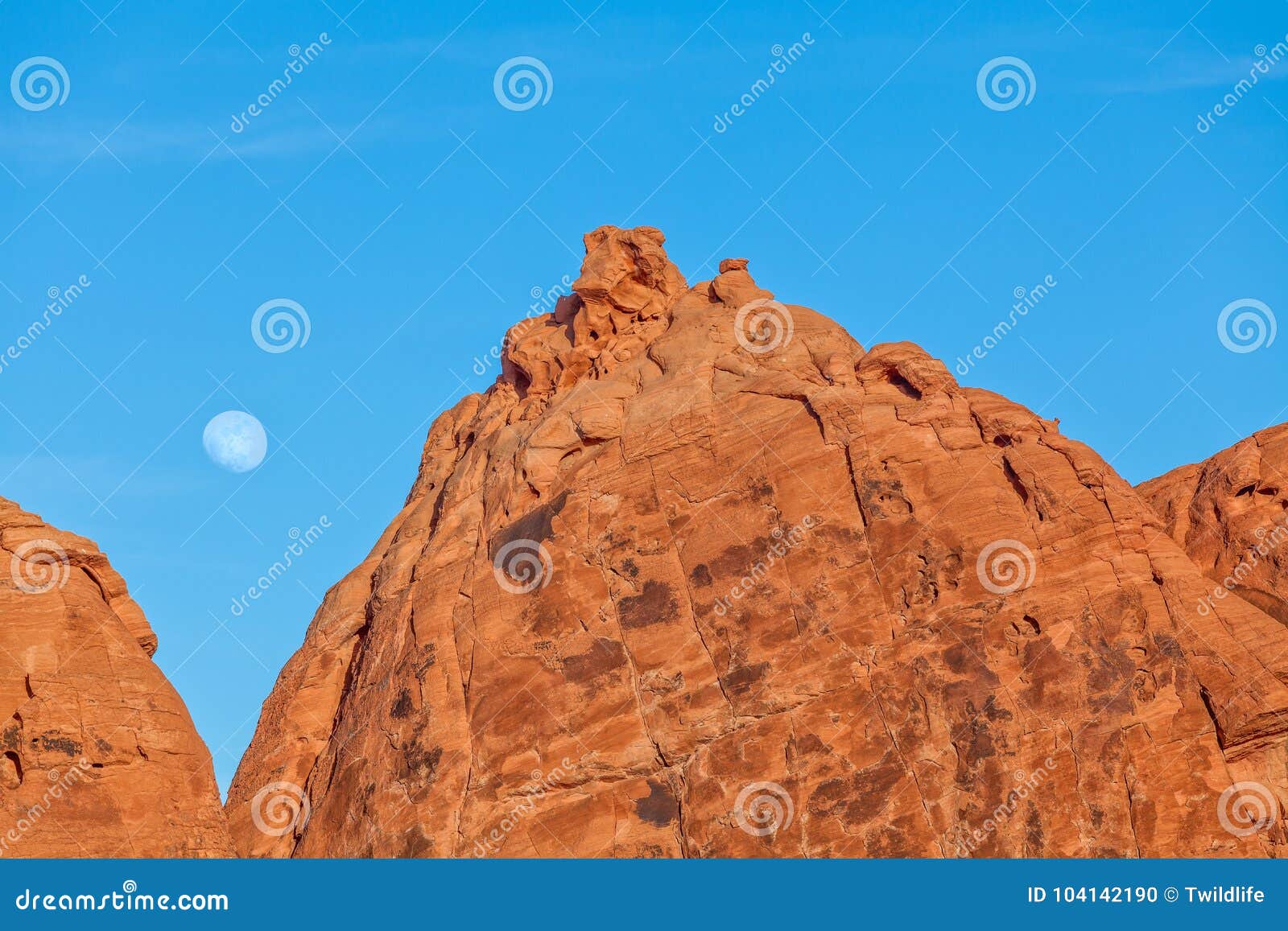 Moon Over Red Rocks stock photo. Image of outdoors, landscape - 104142190