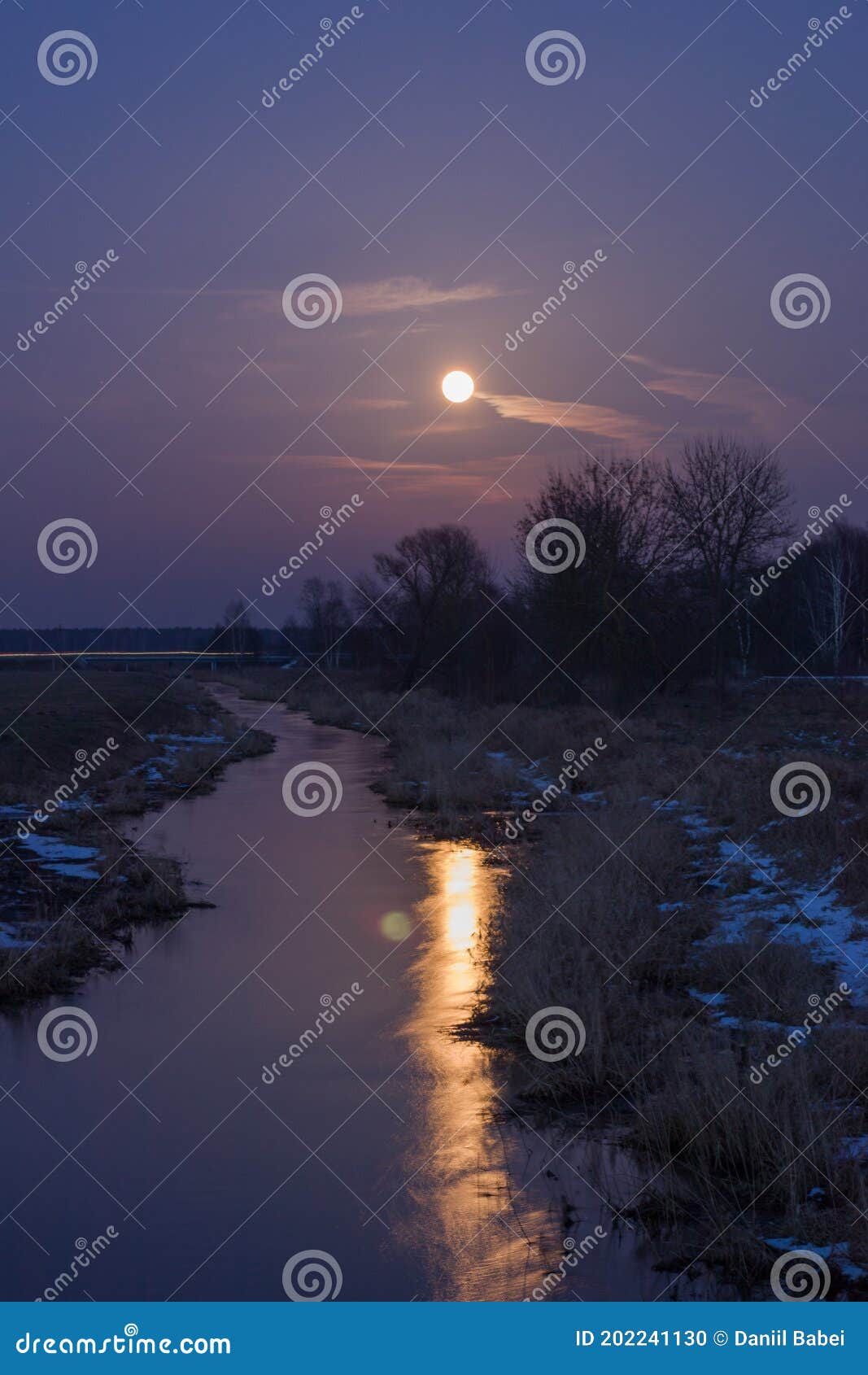Moon over the river stock photo. Image of night, moonlight - 202241130