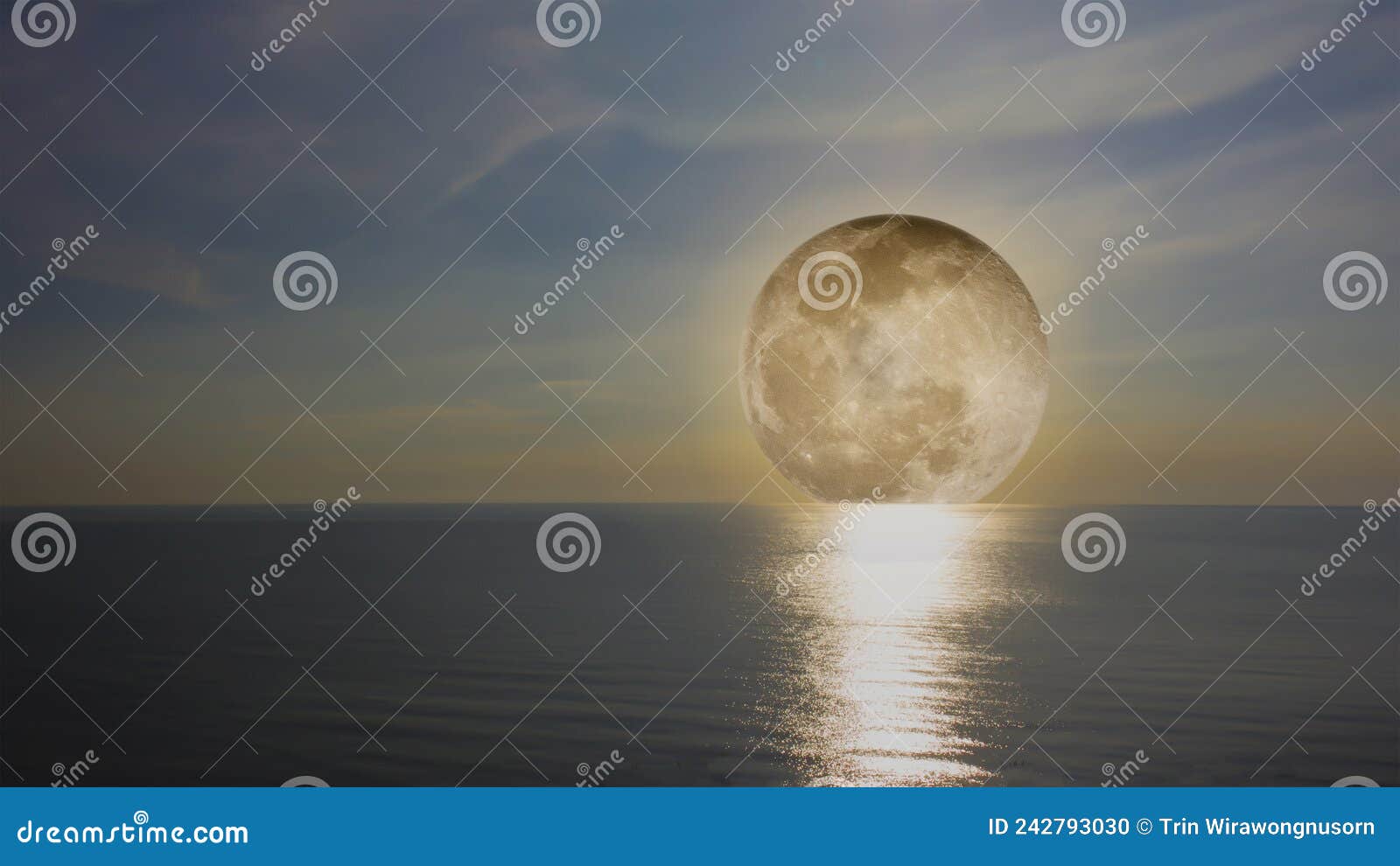 Moon over the sea image stock photo. Image of dark, reflection - 242793030