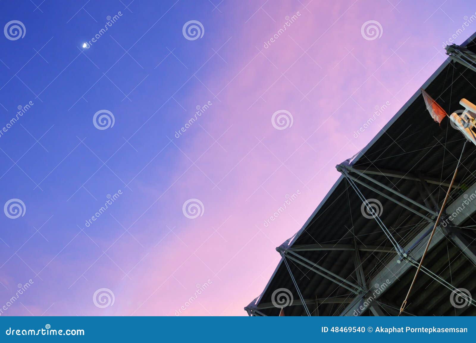 Moon Over Stadium on Sunset Stock Photo - Image of dark, grandstand ...