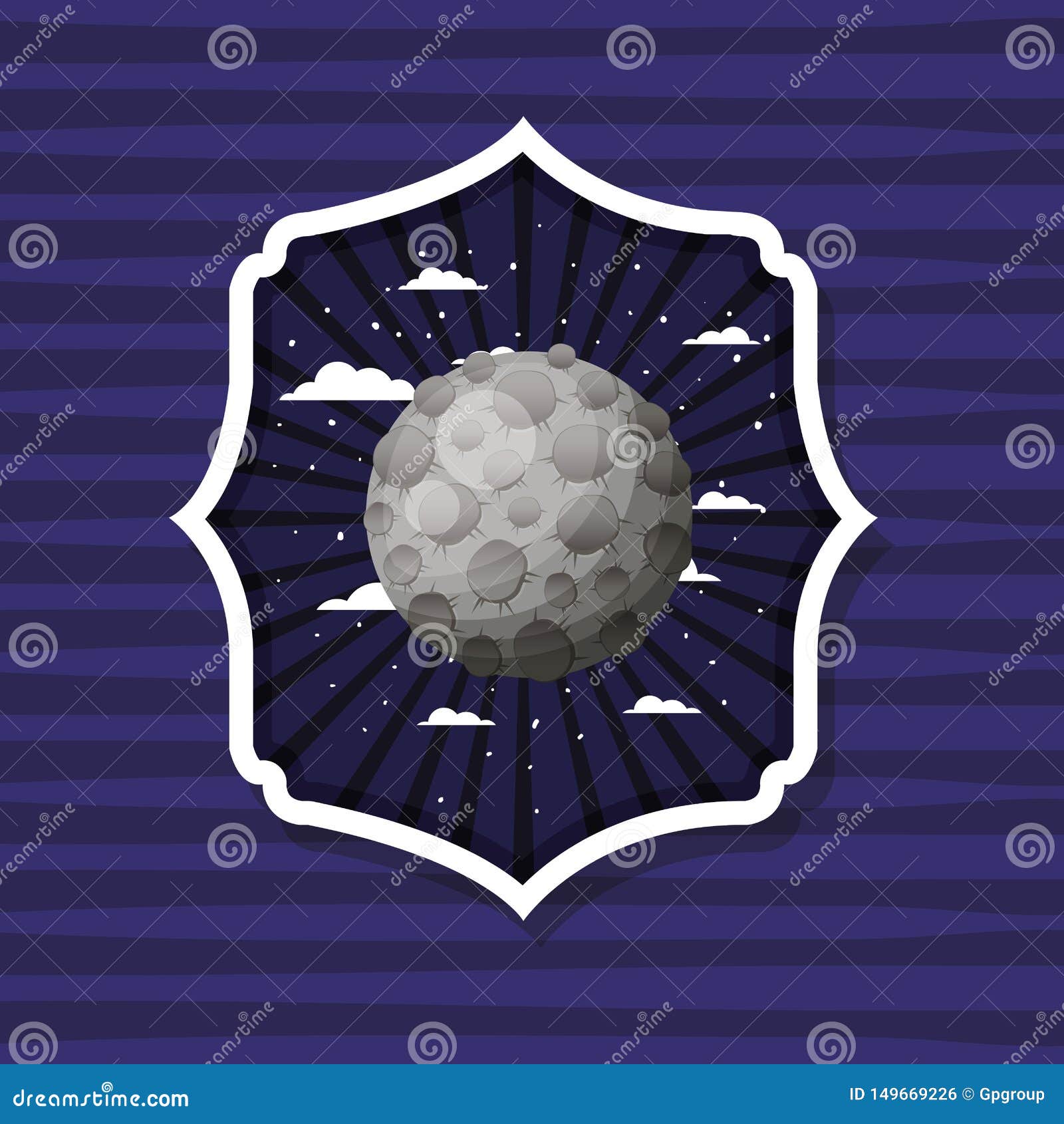 Moon Over Striped Label Design Vector Illustration Stock Vector ...