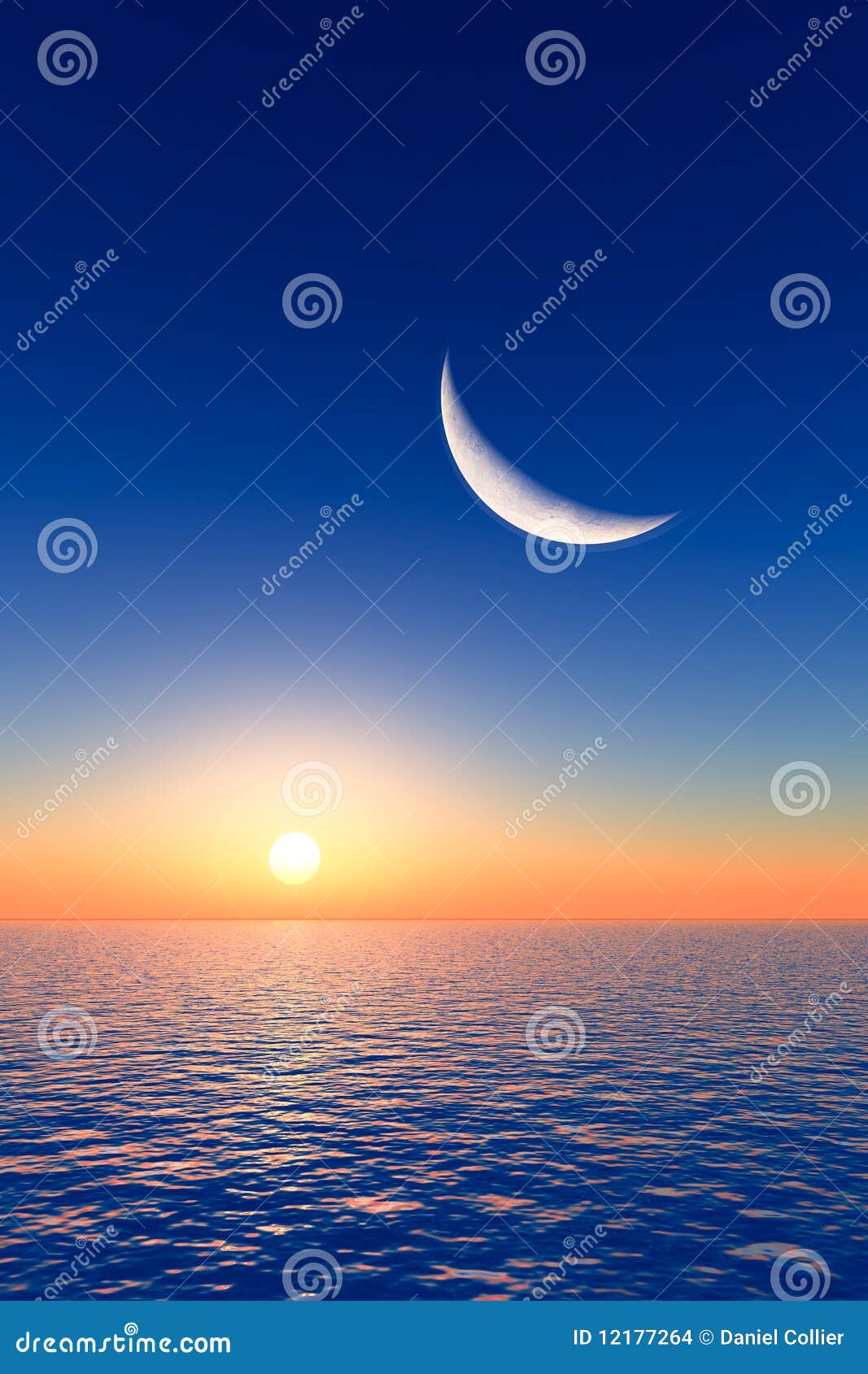 Moon over Sunrise stock illustration. Illustration of clear - 12177264