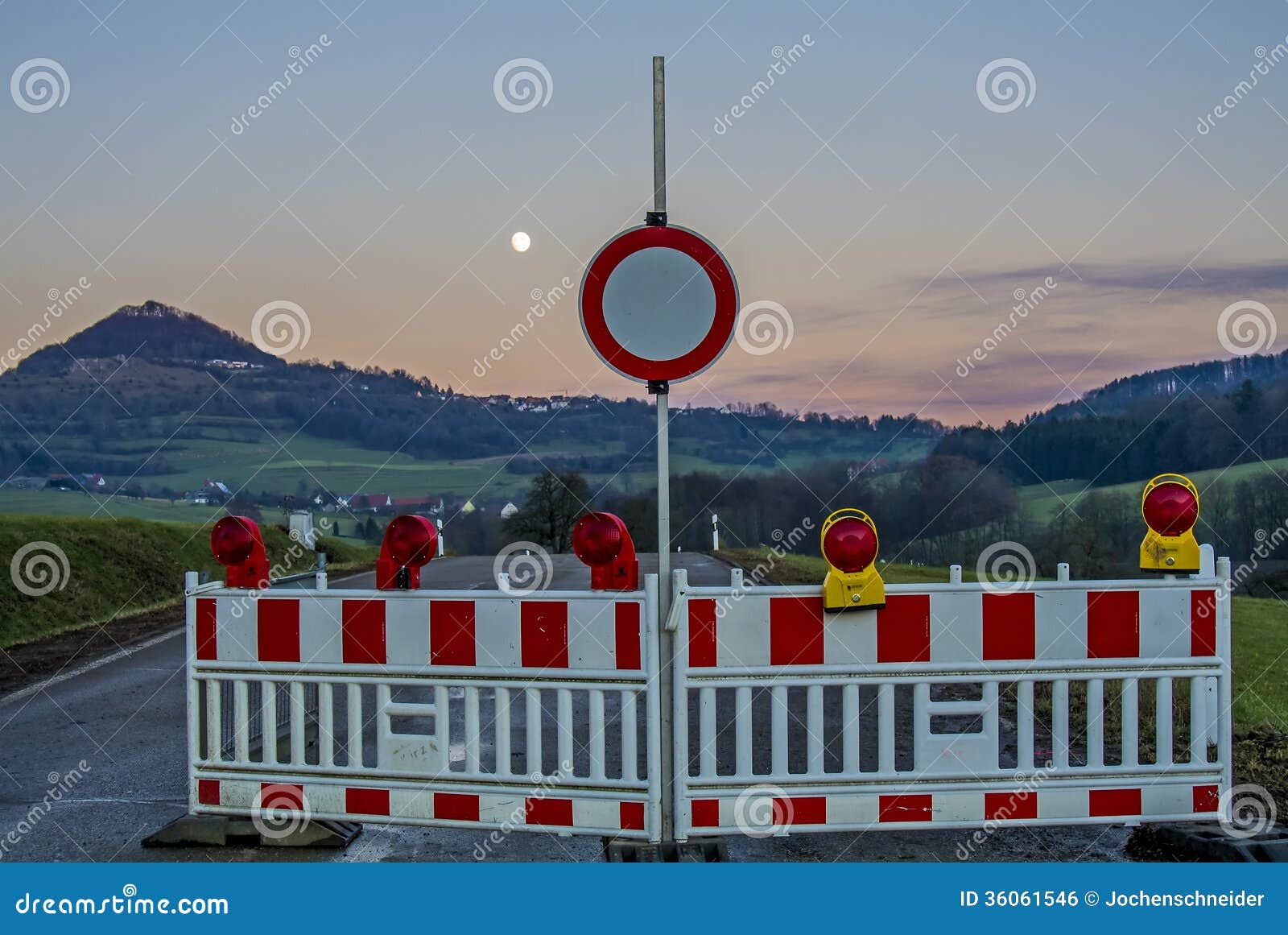 Moon over a traffic sign stock photo. Image of hohenstaufen - 36061546