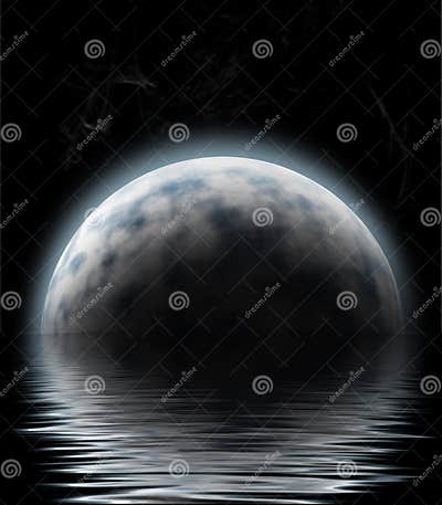 Moon over water stock illustration. Illustration of saturn - 1793902