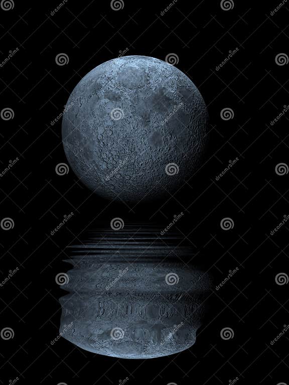 Moon over the water stock illustration. Illustration of mirror - 2463150