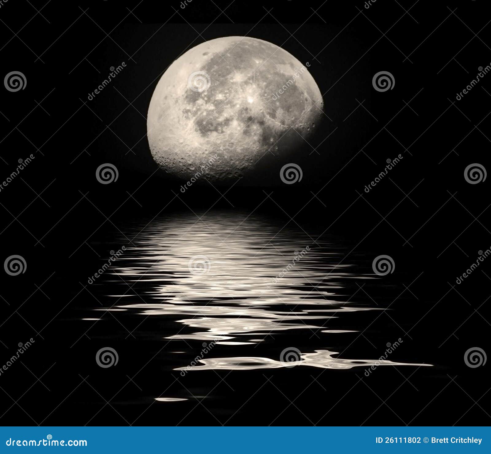 Moon over water stock photo. Image of planet, black, crater - 26111802
