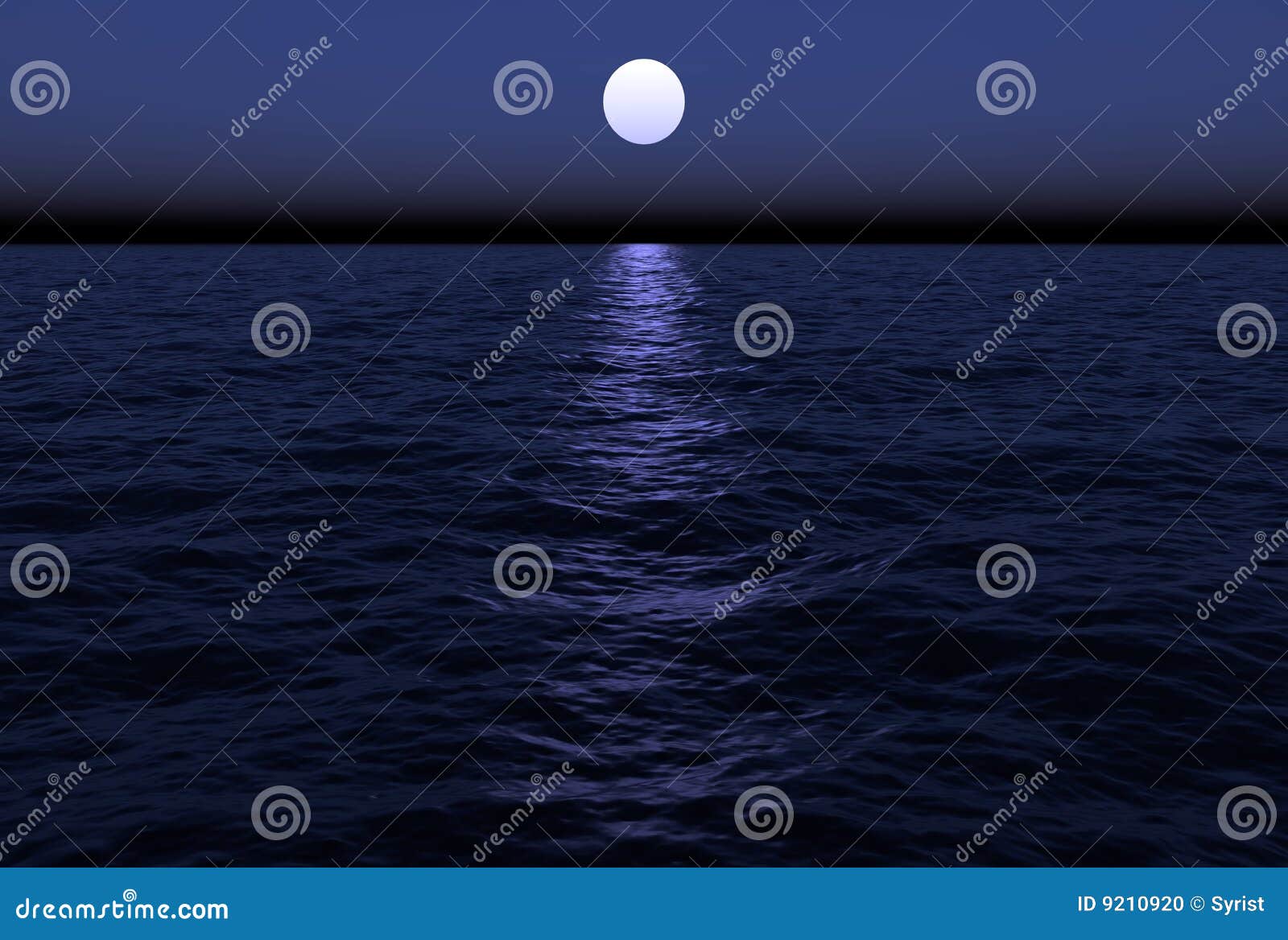 Moon Over Water stock illustration. Illustration of waves - 9210920