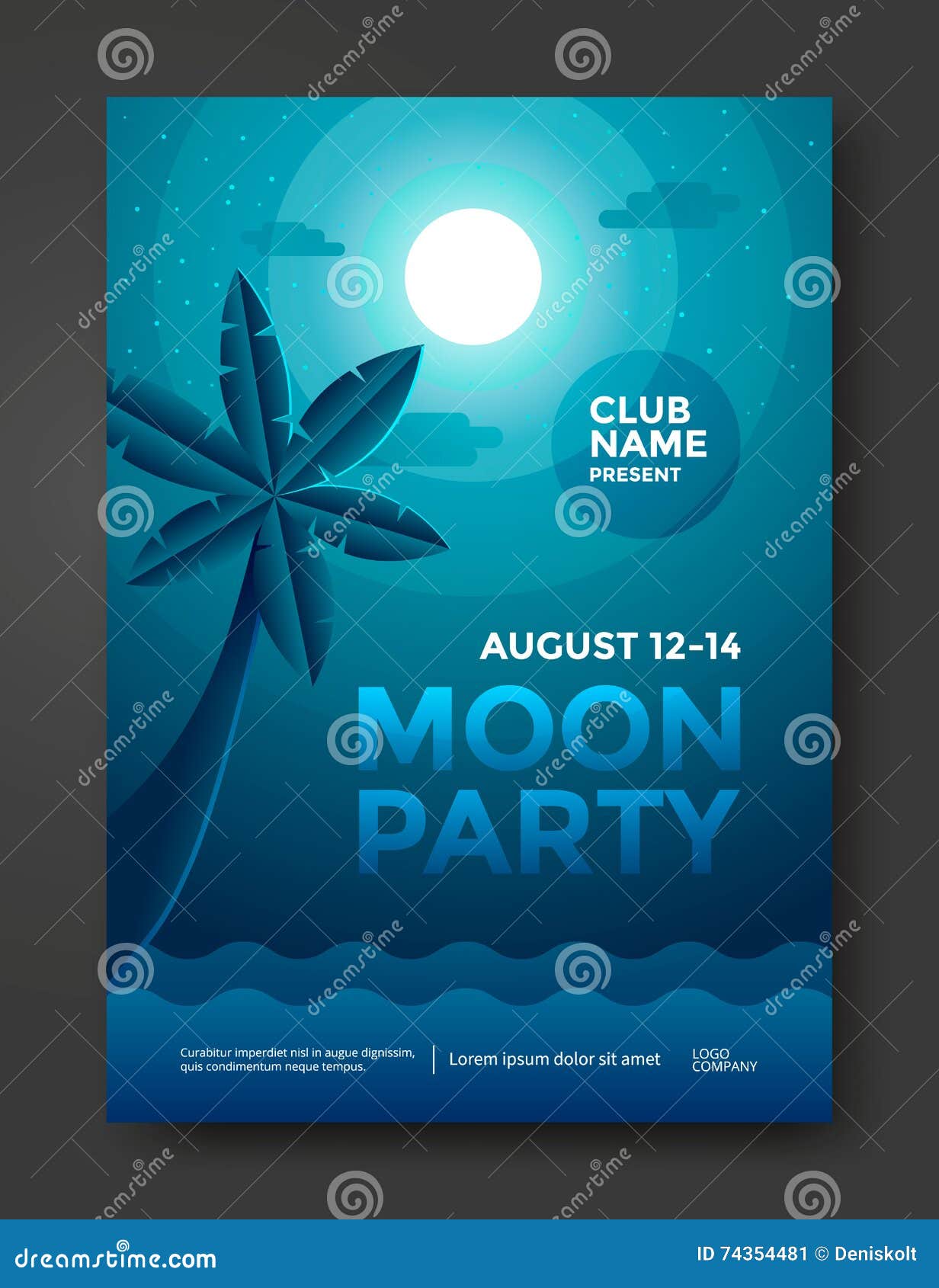 Moon party flyer stock vector. Illustration of design - 74354481