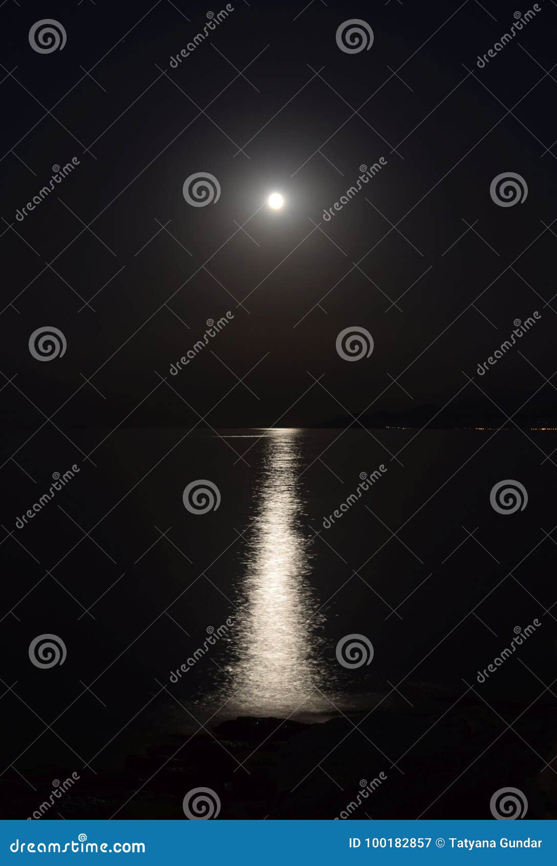 Moon path on the sea. stock image. Image of kavala, city - 100182857