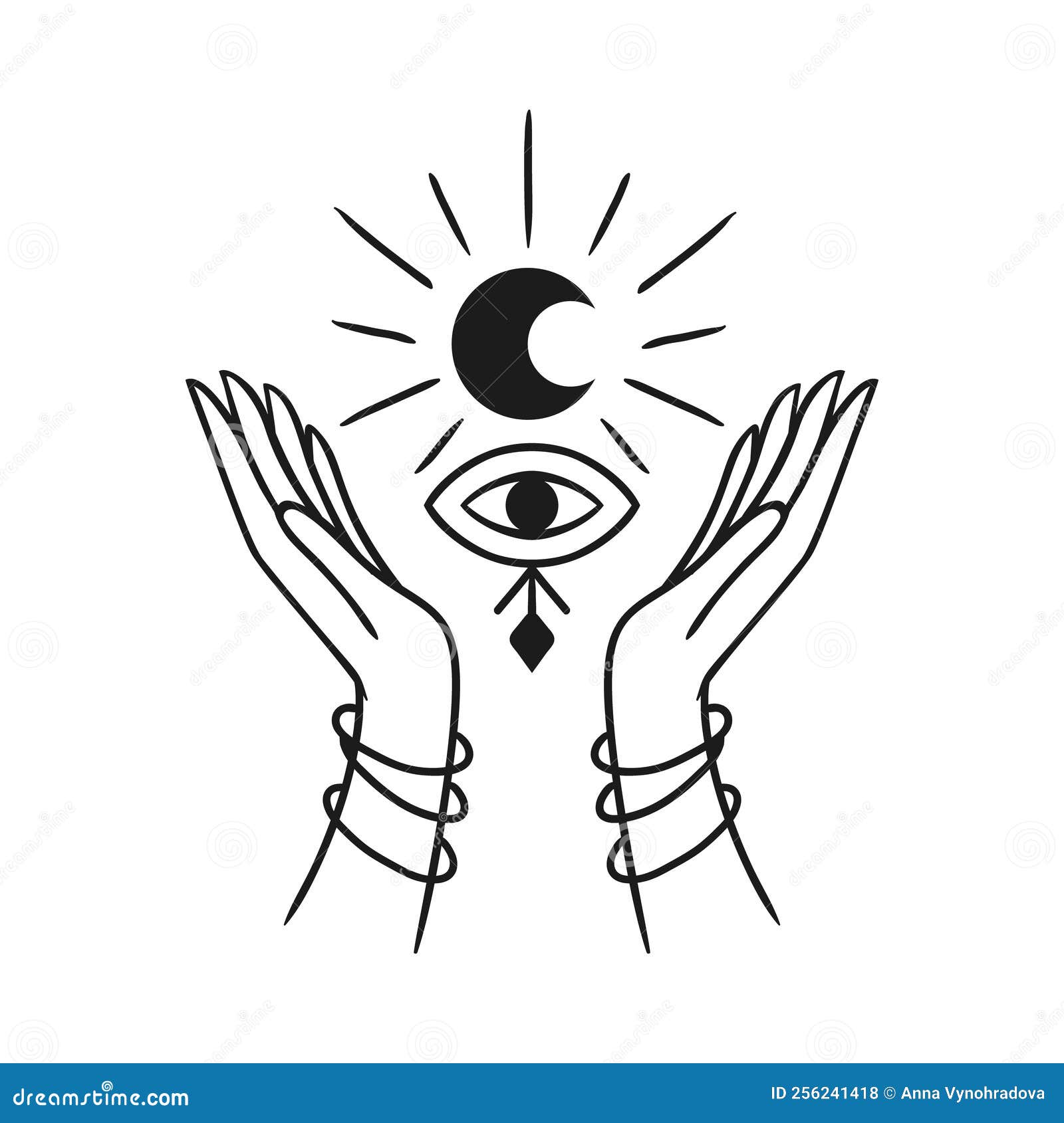 Moon Pattern with Moon Geometry on White Background. Magic Poster Stock ...