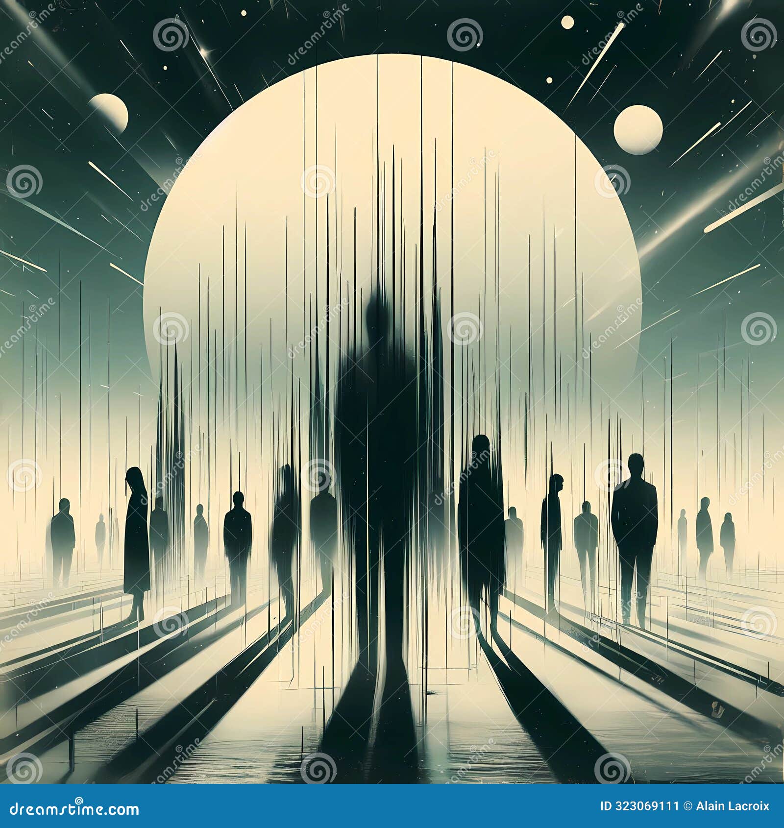 Moon people silhouettes stock illustration. Illustration of moonlight ...