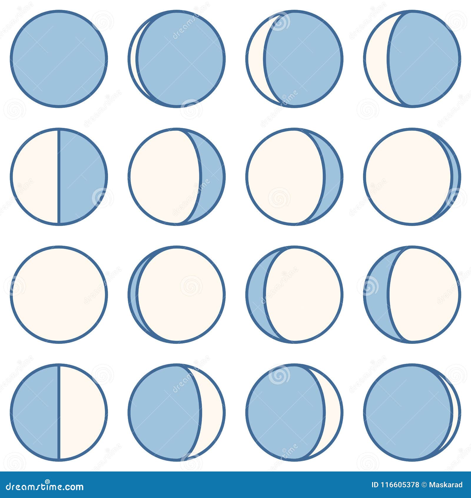 Moon Phase. Set of Icons. Vector Illustration. Stock Illustration ...