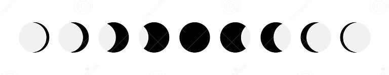 Moon Phase Vector Crescent Half Cycle Shape Illustration. Moon Phase ...