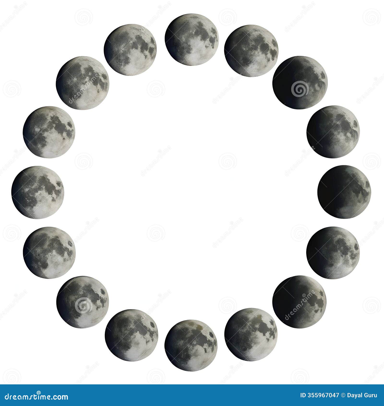 Moon Phases in Circle Isolated on White Background Stock Illustration ...