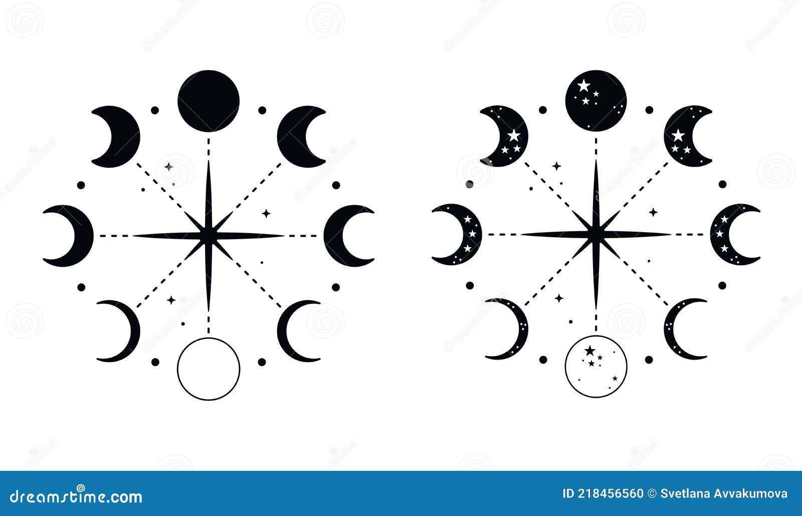 Moon Phases in a Circular Composition Stock Vector - Illustration of ...