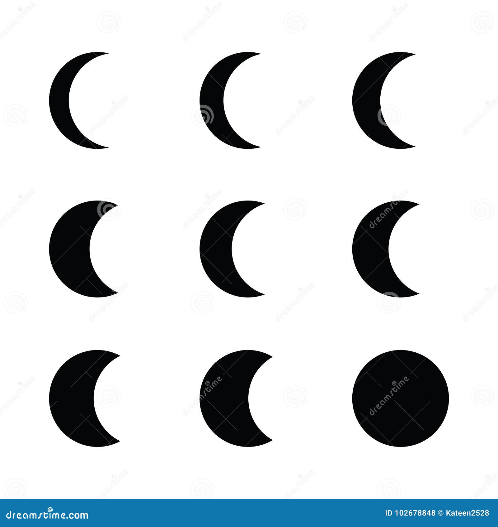 Moon phases icon set stock vector. Illustration of astronomical - 102678848
