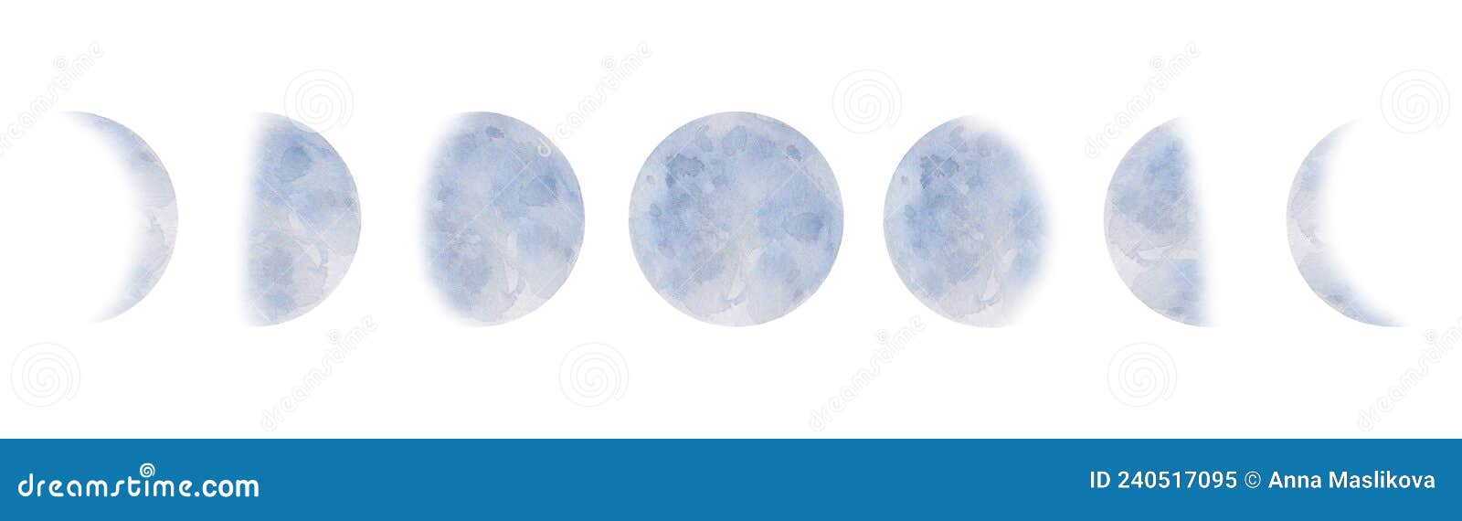 Moon Phases With Light Shadow Of Moon Surface With Crater On Black ...