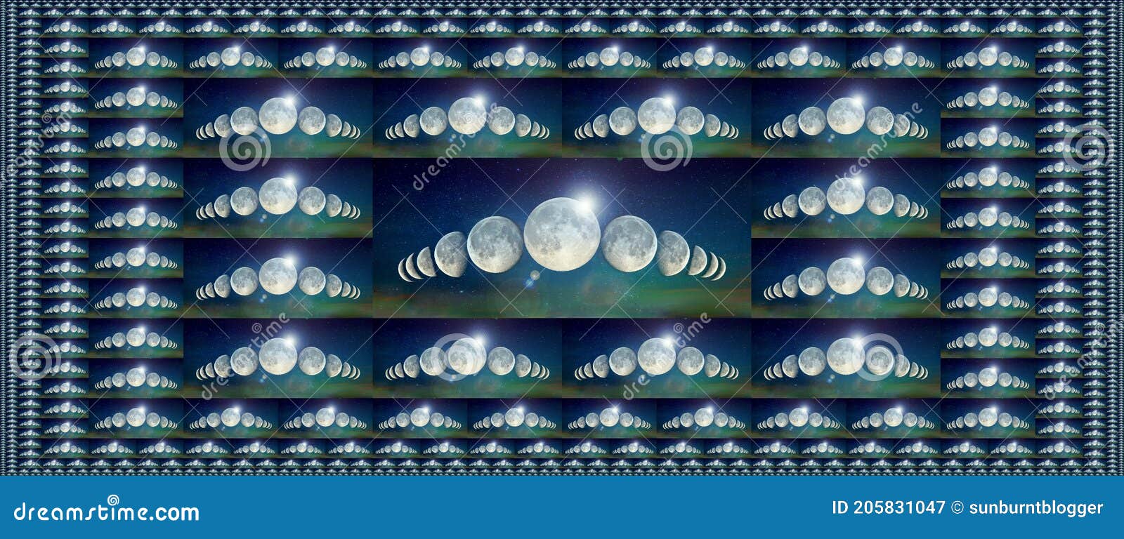 Moon phases mirror pattern stock illustration. Illustration of circle ...