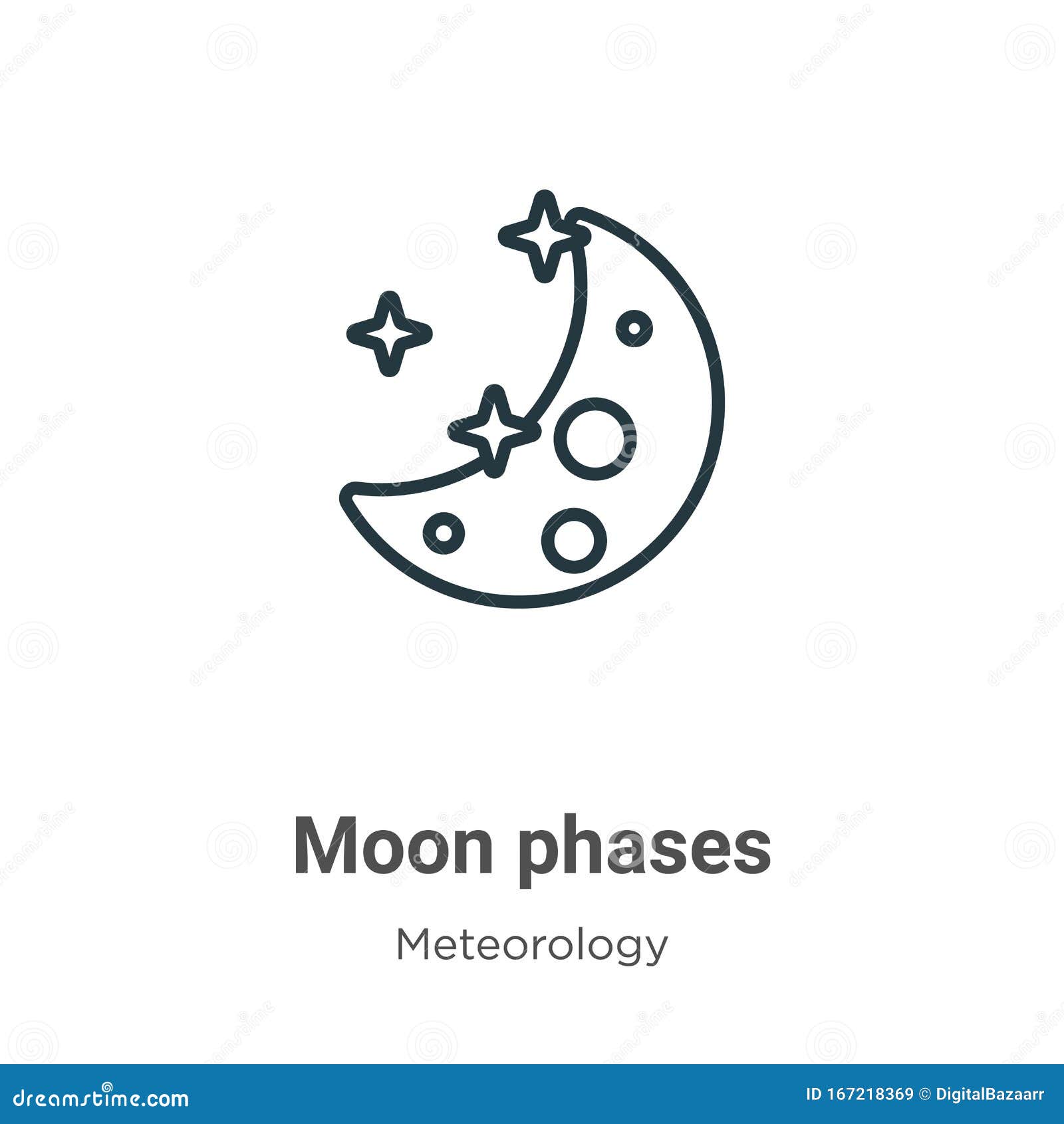 Moon Phases Outline Vector Icon. Thin Line Black Moon Phases Icon, Flat ...