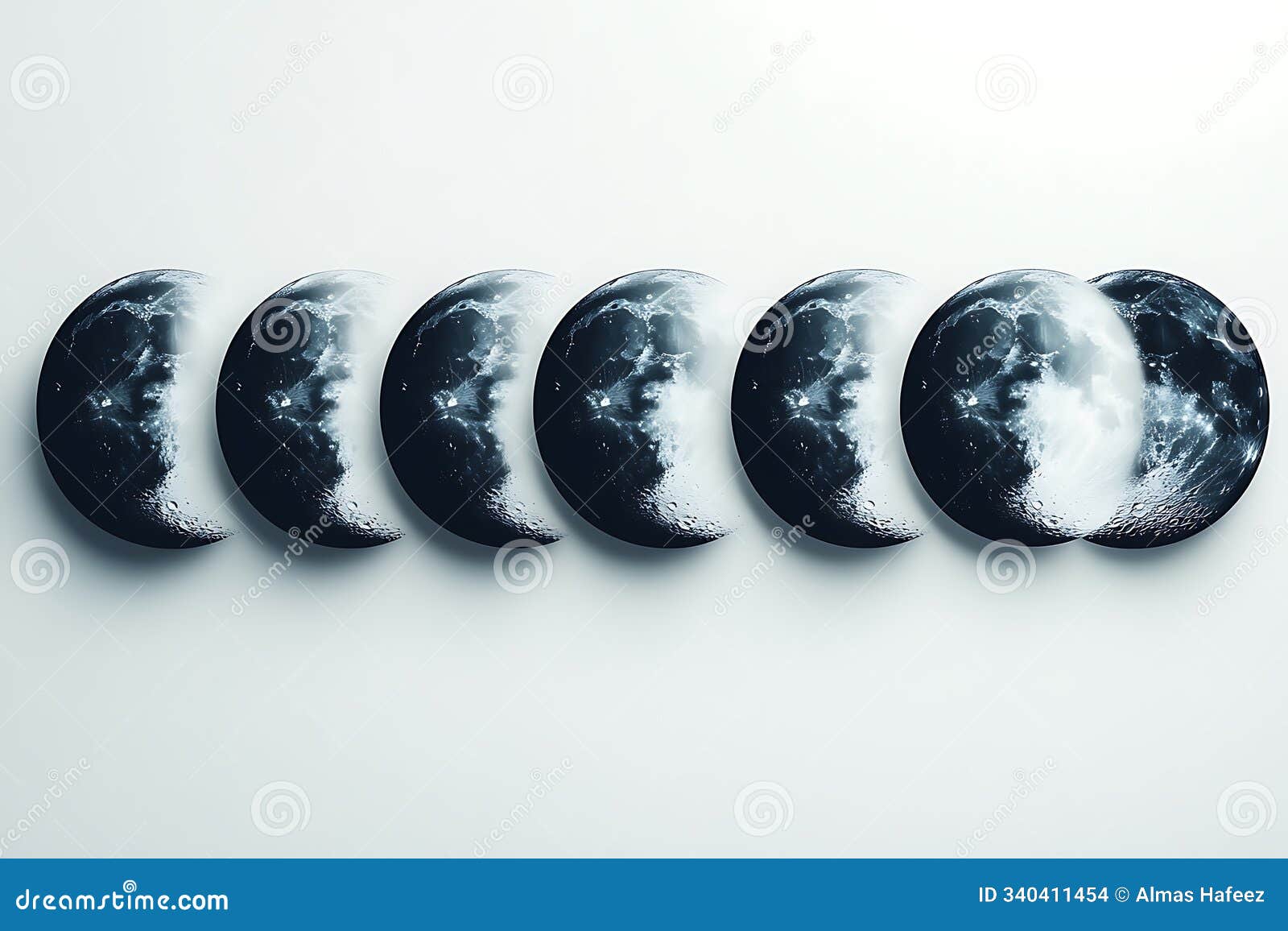 Moon Phases Sequence Celestial Cycle Lunar Art Stock Illustration ...
