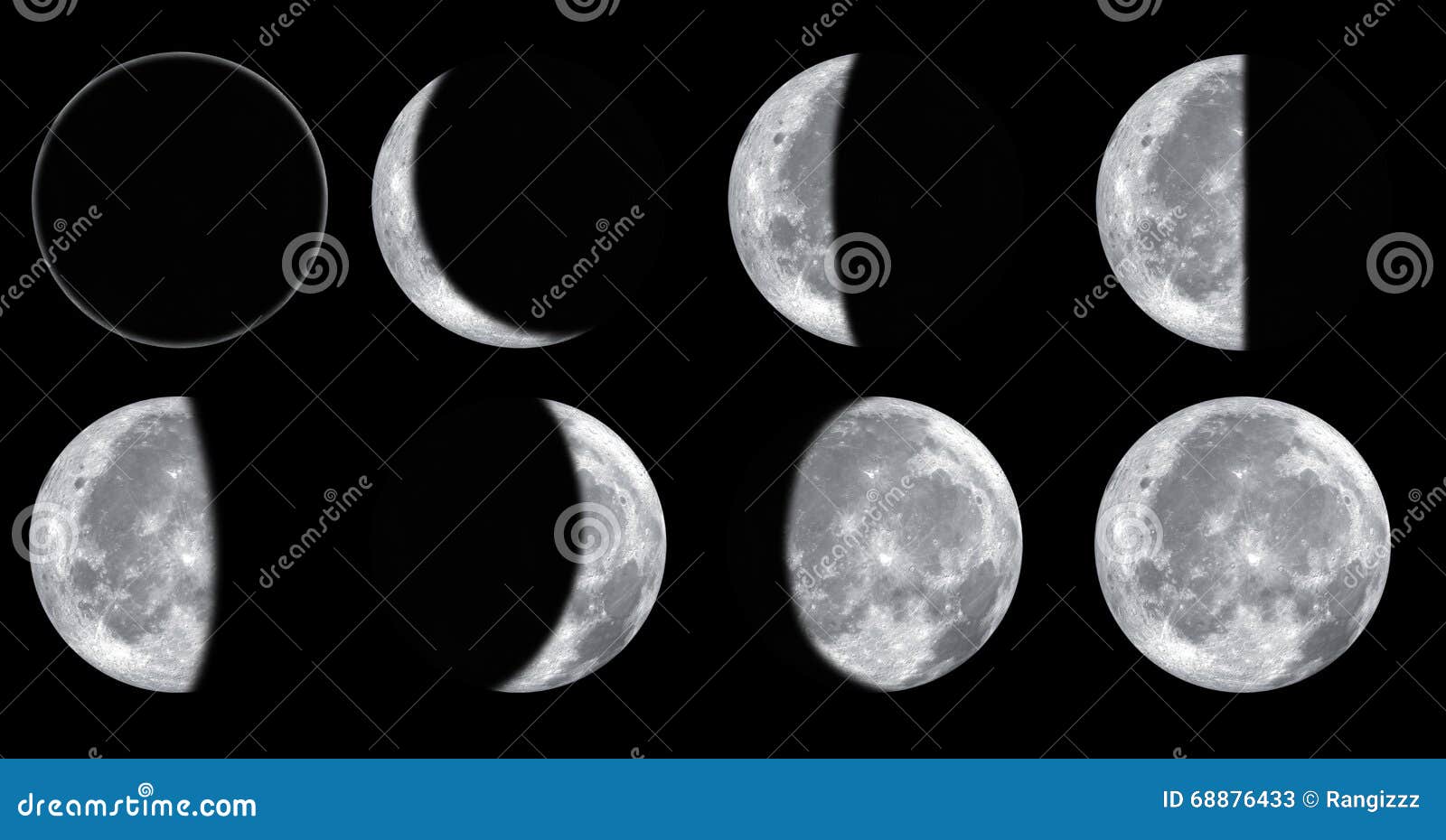 Set Of Different Moon Phases Space Object Natural Satellite Of The ...