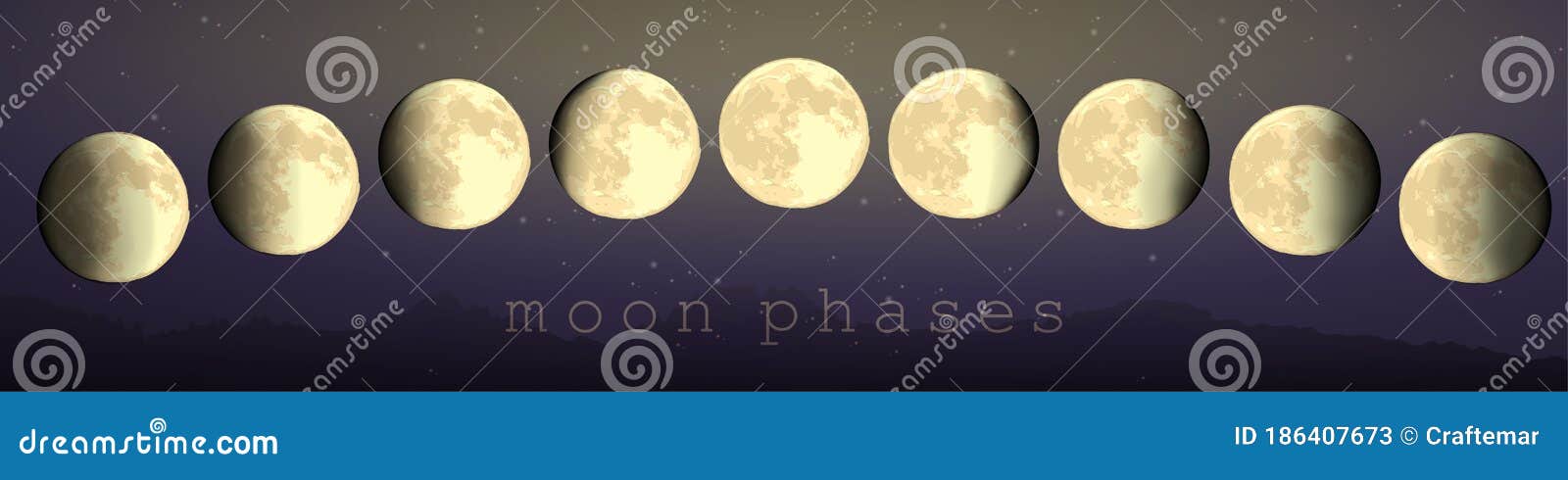Moon Phases Vector Set of Astronomical Hand Draw Elements Newmoon ...