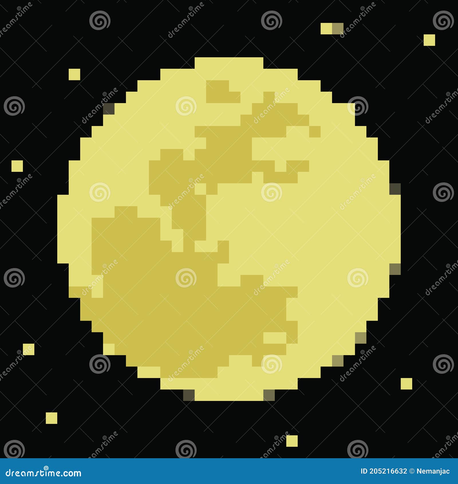Moon Pixelated, Yellow Color Stock Vector - Illustration of object ...