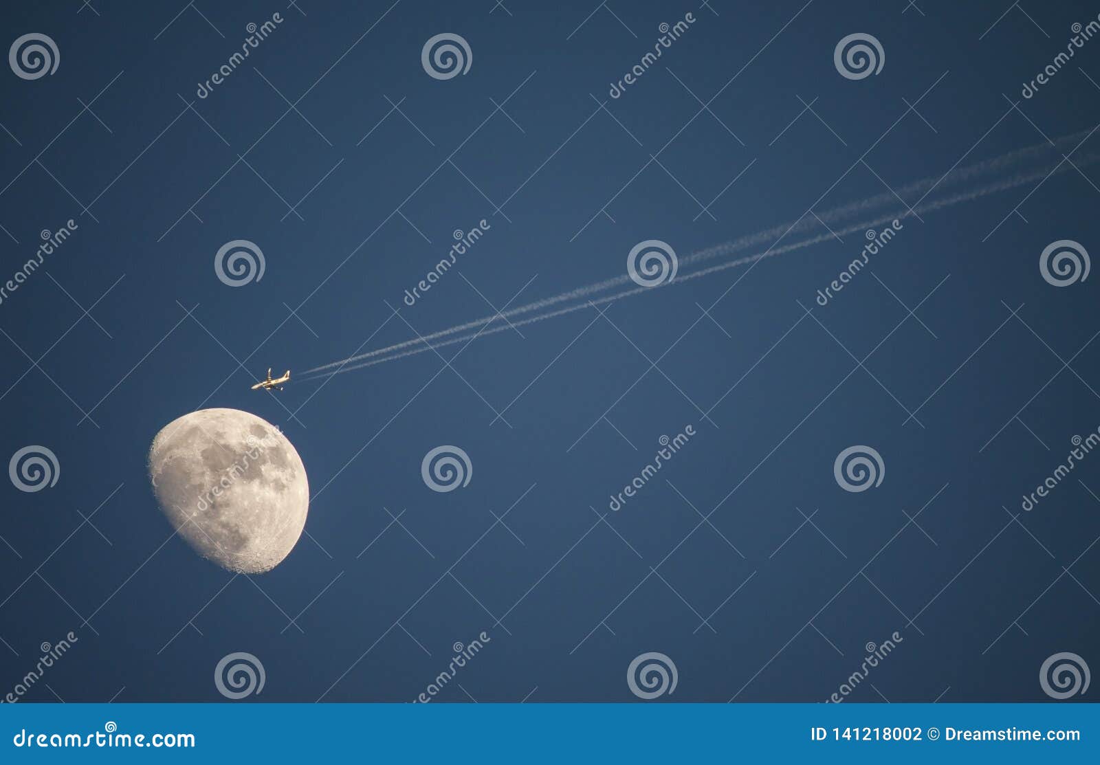 Moon plane on the moon stock photo. Image of trip, high - 141218002